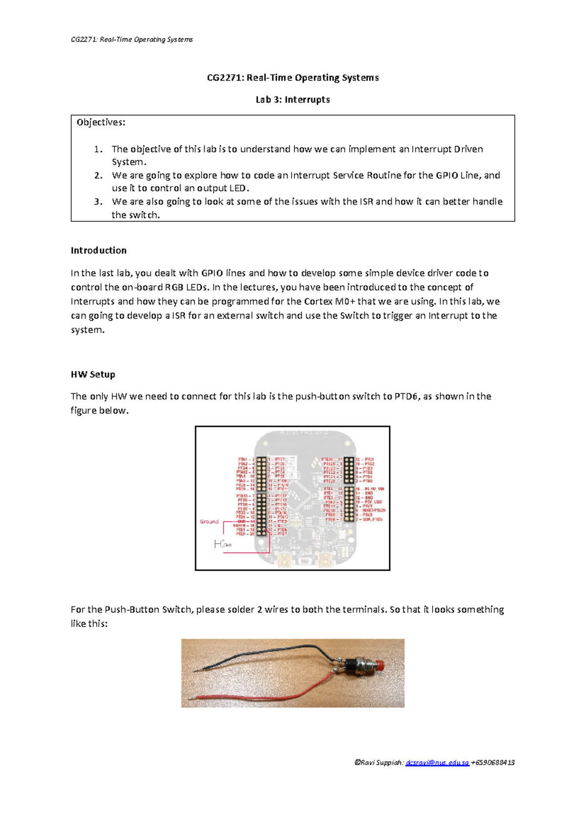 CG2271 Lab 3 interrupts - CG2271: Real-Time Operating Systems ©Ravi ...