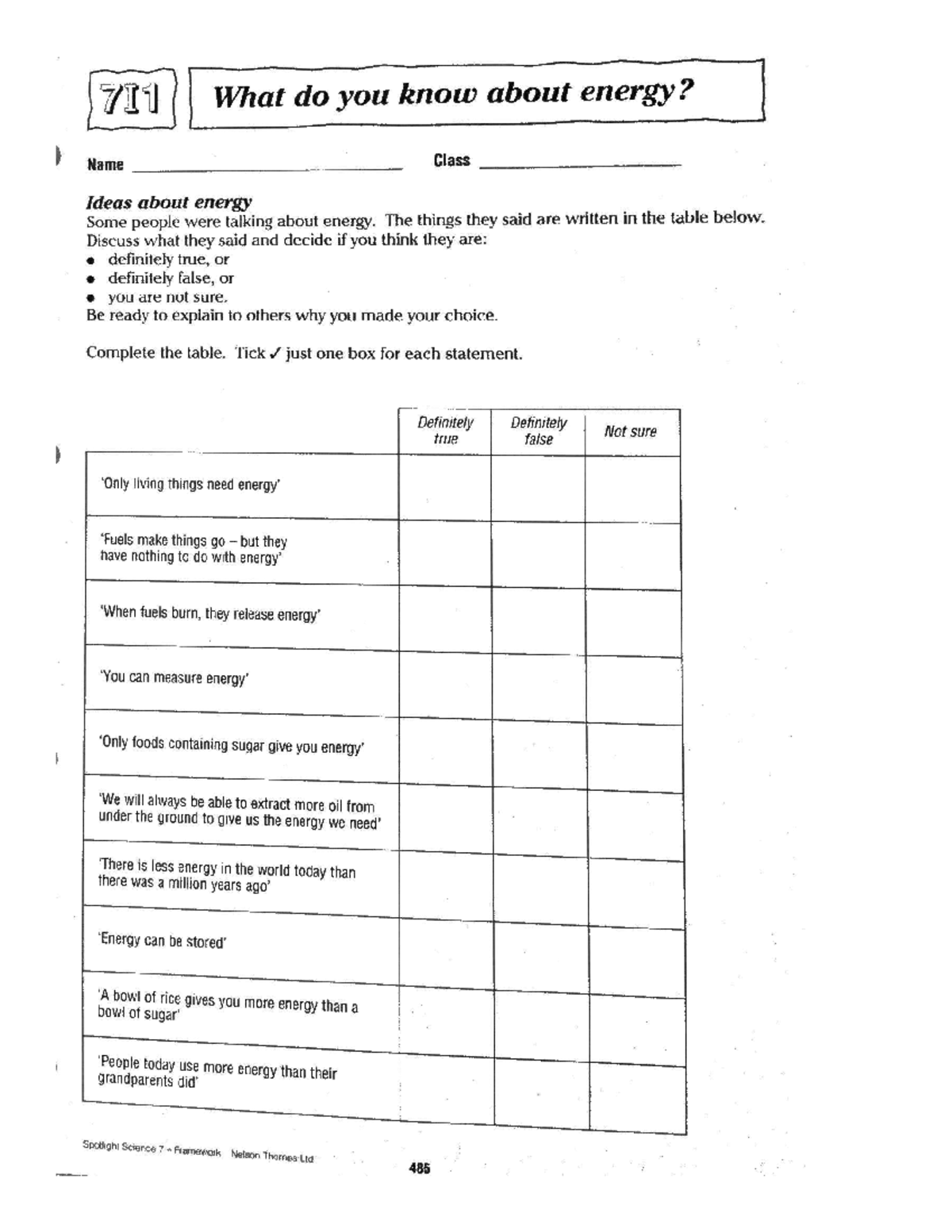 Energy worksheets 1 - ideas and sources of energy in daily life - Studocu