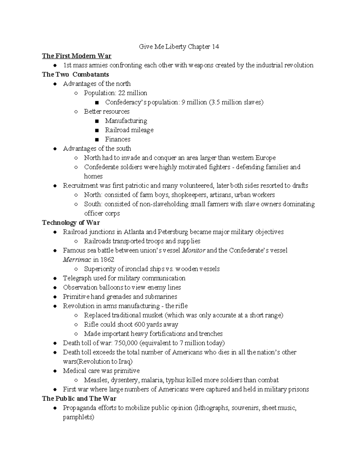 Give Me Liberty Chapter 14 Notes - Give Me Liberty Chapter 14 The First ...