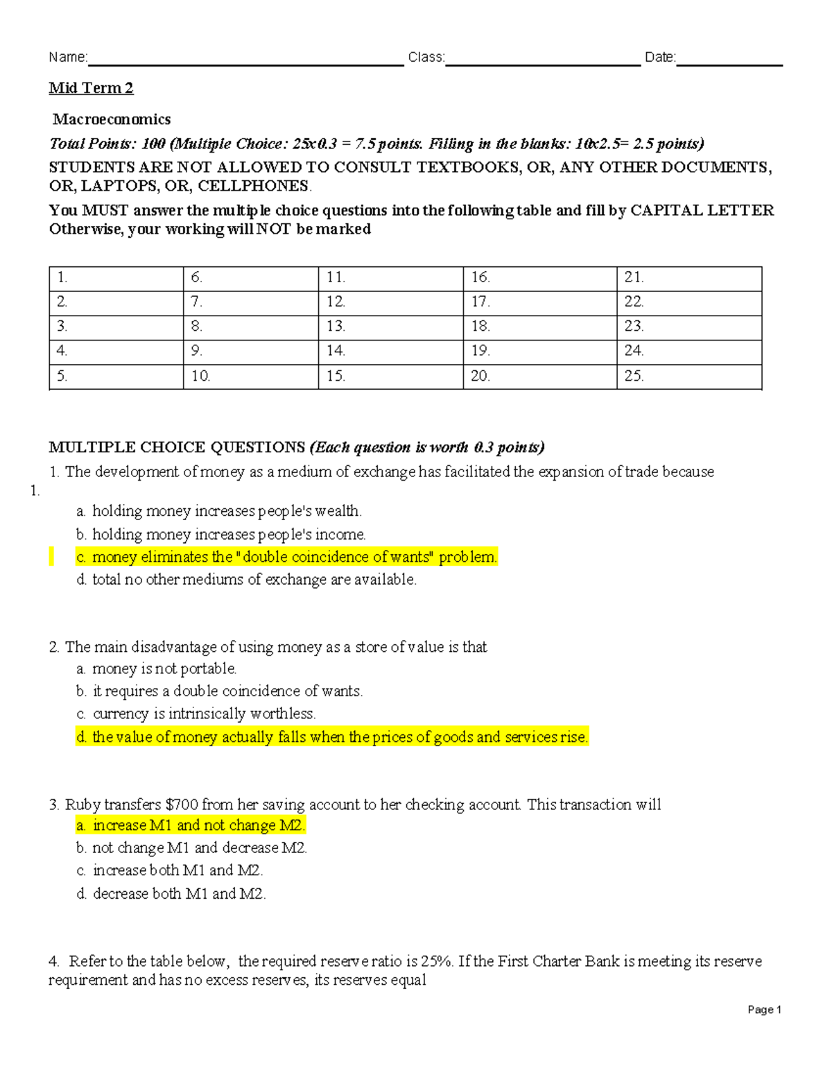 Midterm 2 Exam Review for Macroeconomics (Course Code: Pearson) - Studocu