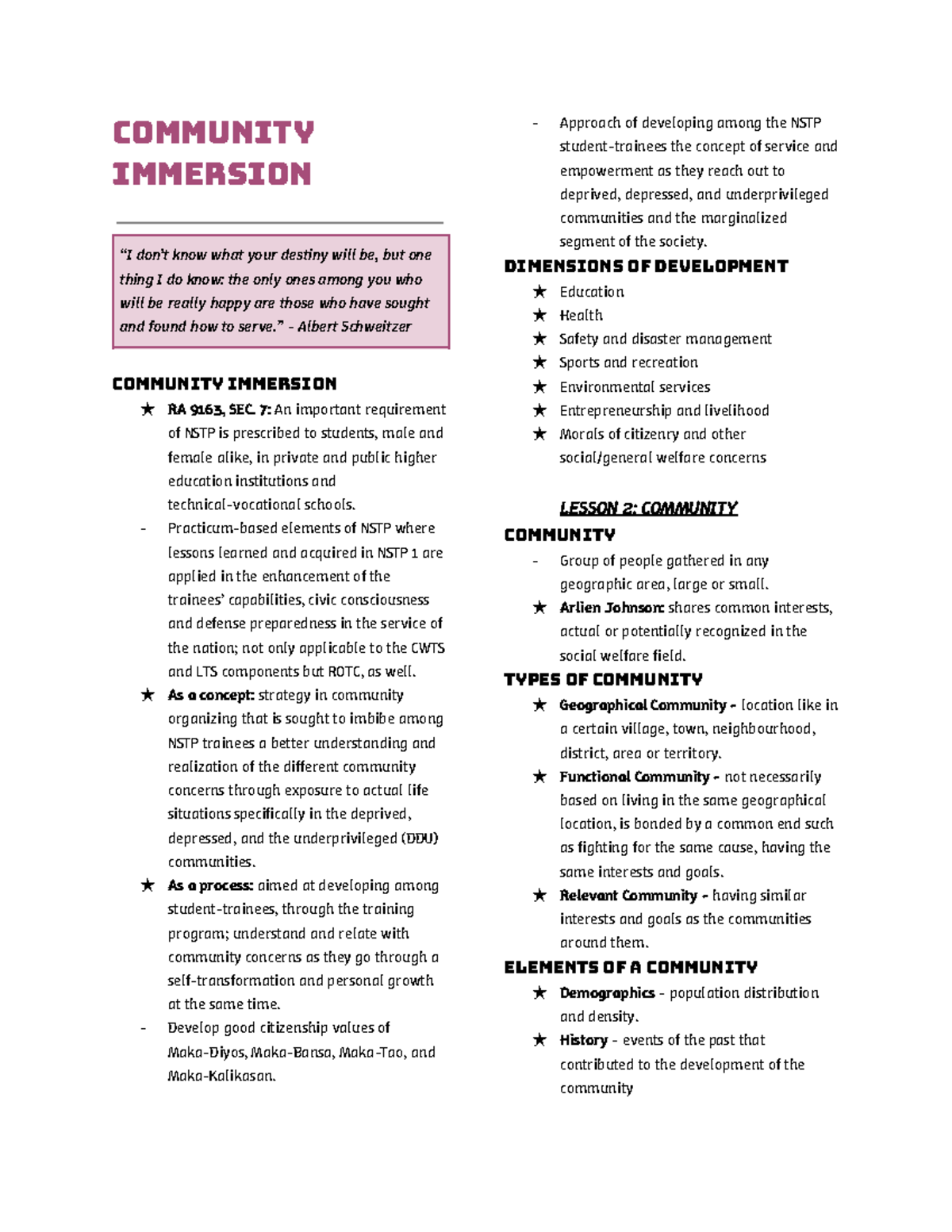 NSTP 2 Module 4: Community Immersion and Project Management Guide - Studocu