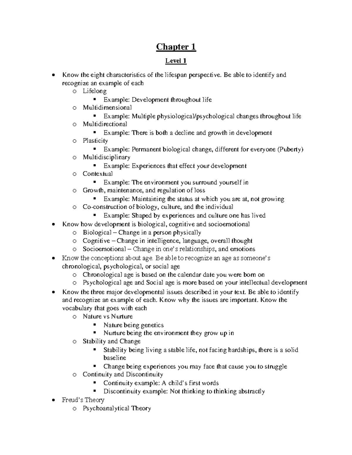 Lifespan Development PSY101 Exam 1 Comprehensive Study Guide - Studocu