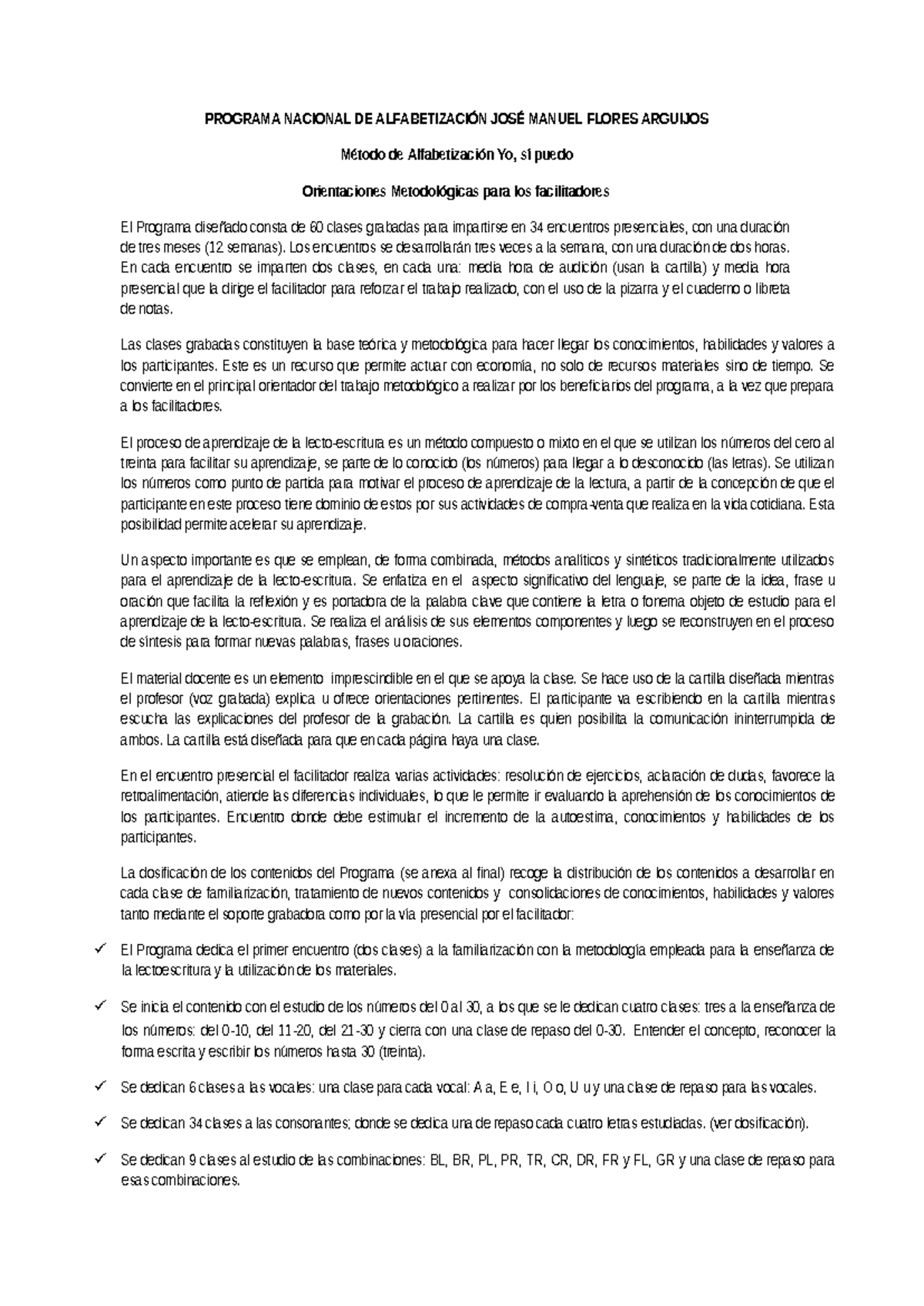 Orientaciones Metodológicas del Programa 'Yo, sí puedo ...