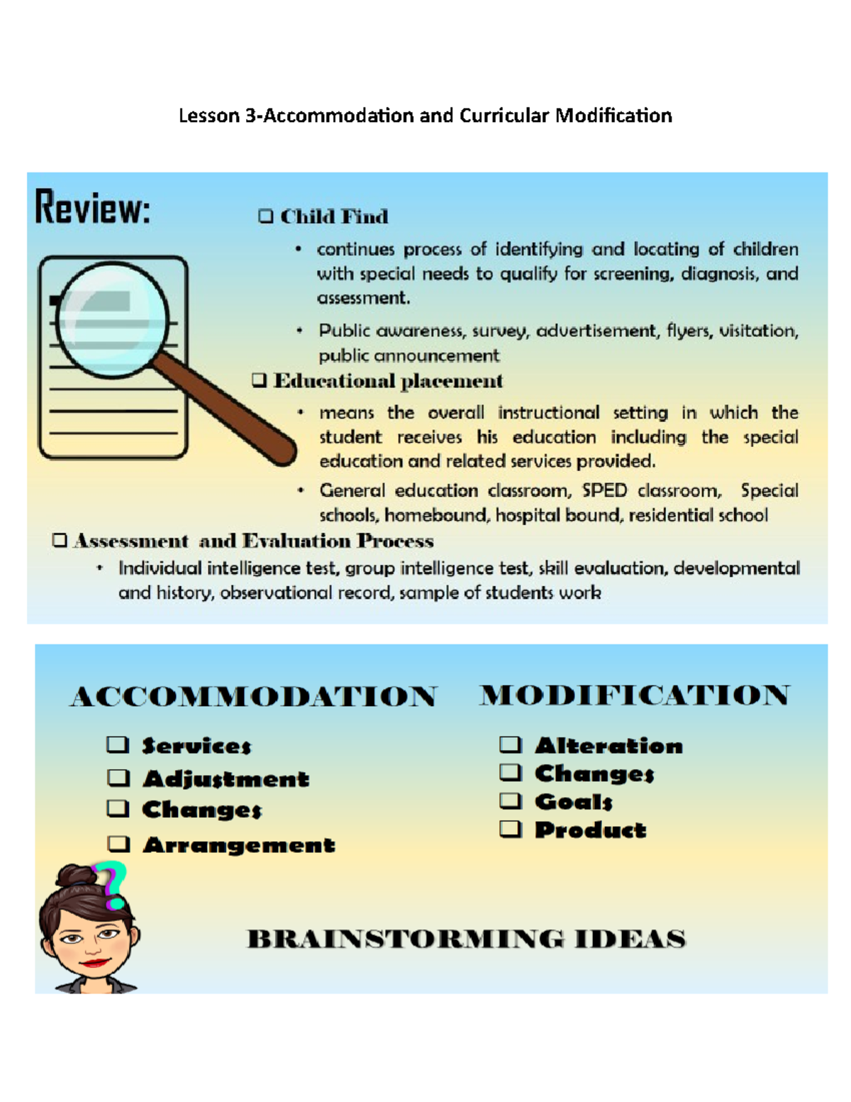 Lesson 3: Accommodation & Curricular Modifications Explained - Studocu