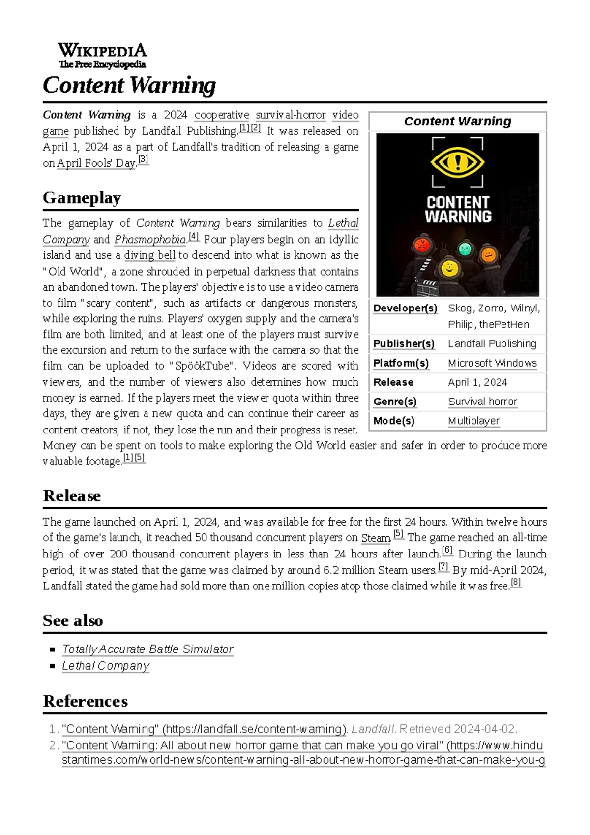 Content Warning - Assignment for Unit 8 - Content Warning Developer(s ...