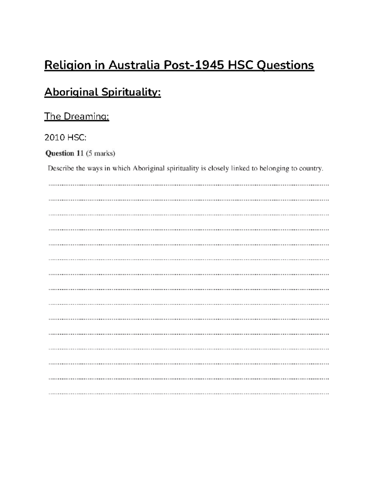 HSC Questions on Religion in Australia Post-1945: Key Topics & Issues ...