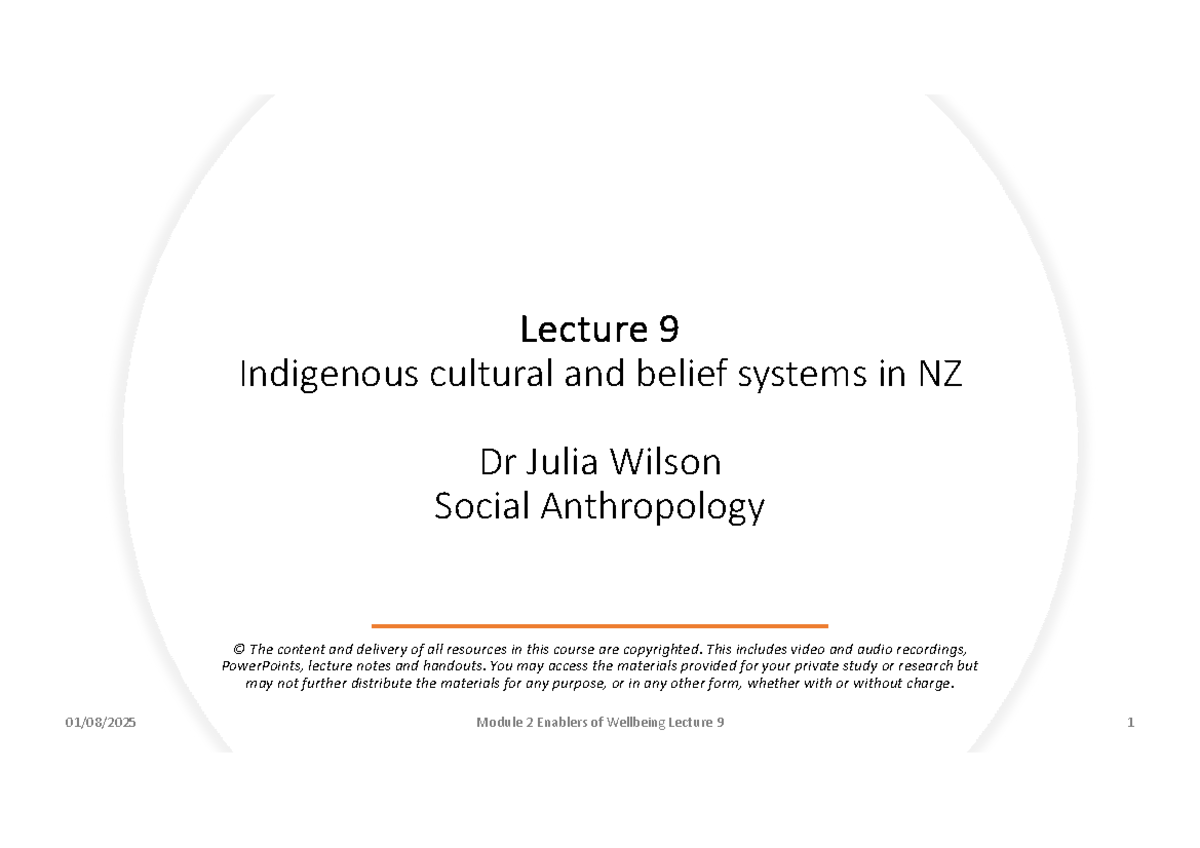 Lecture 9: Indigenous Cultural & Belief Systems in NZ (POPH192) - Studocu