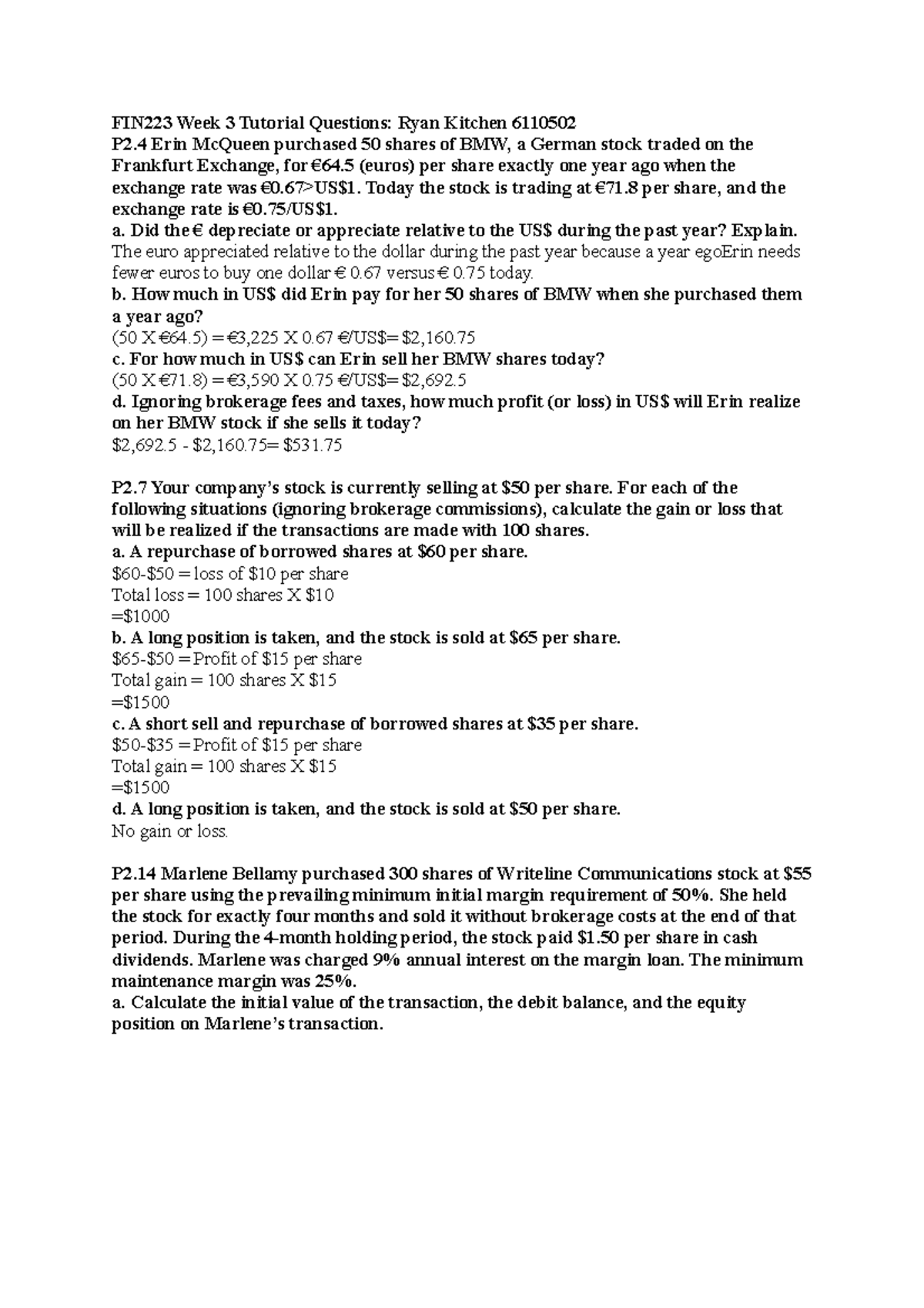 FIN223 Week 3 Tutorial Questions - FIN223 Week 3 Tutorial Questions ...