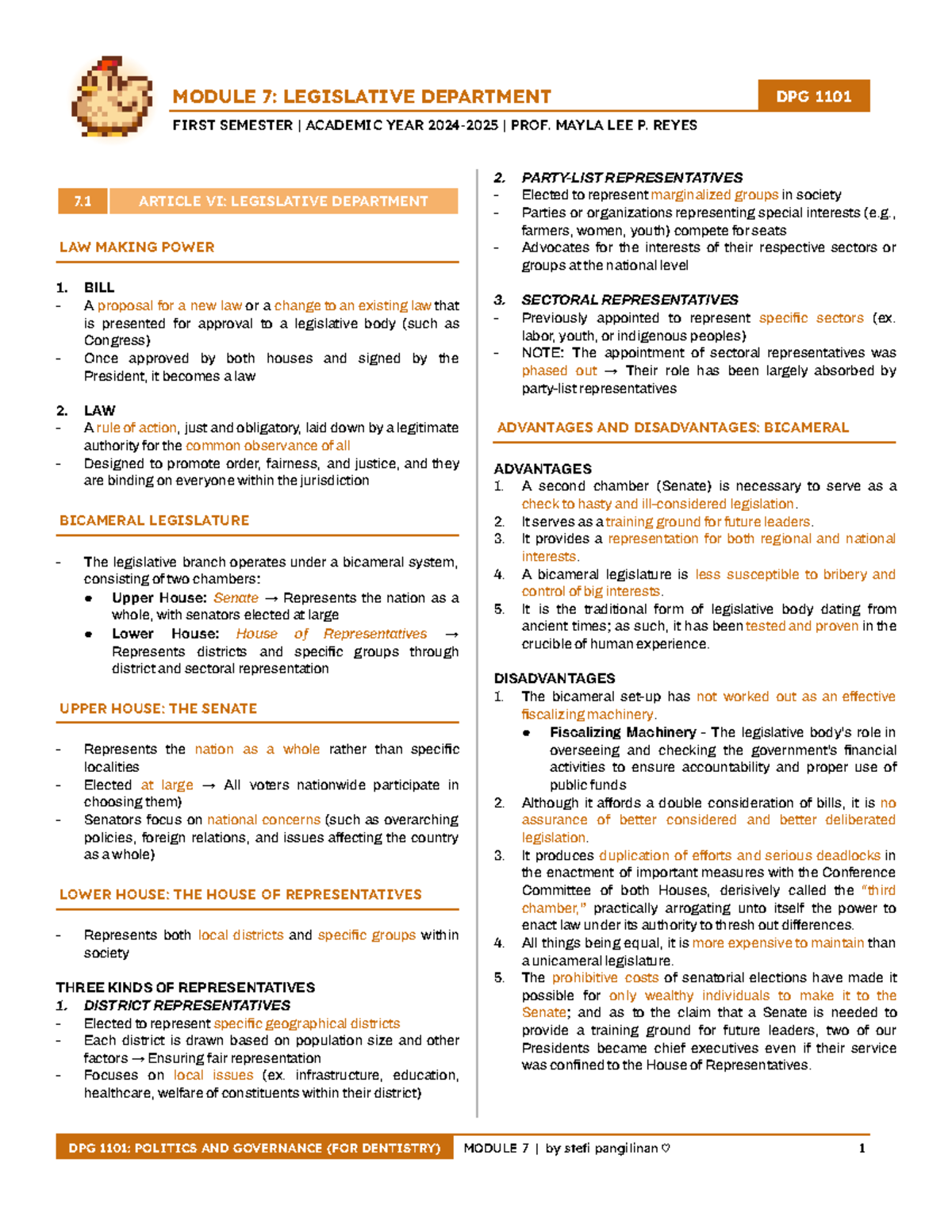 [ Polgov] Module 7 - reviewer - FIRST SEMESTER | ACADEMIC YEAR 2024 ...