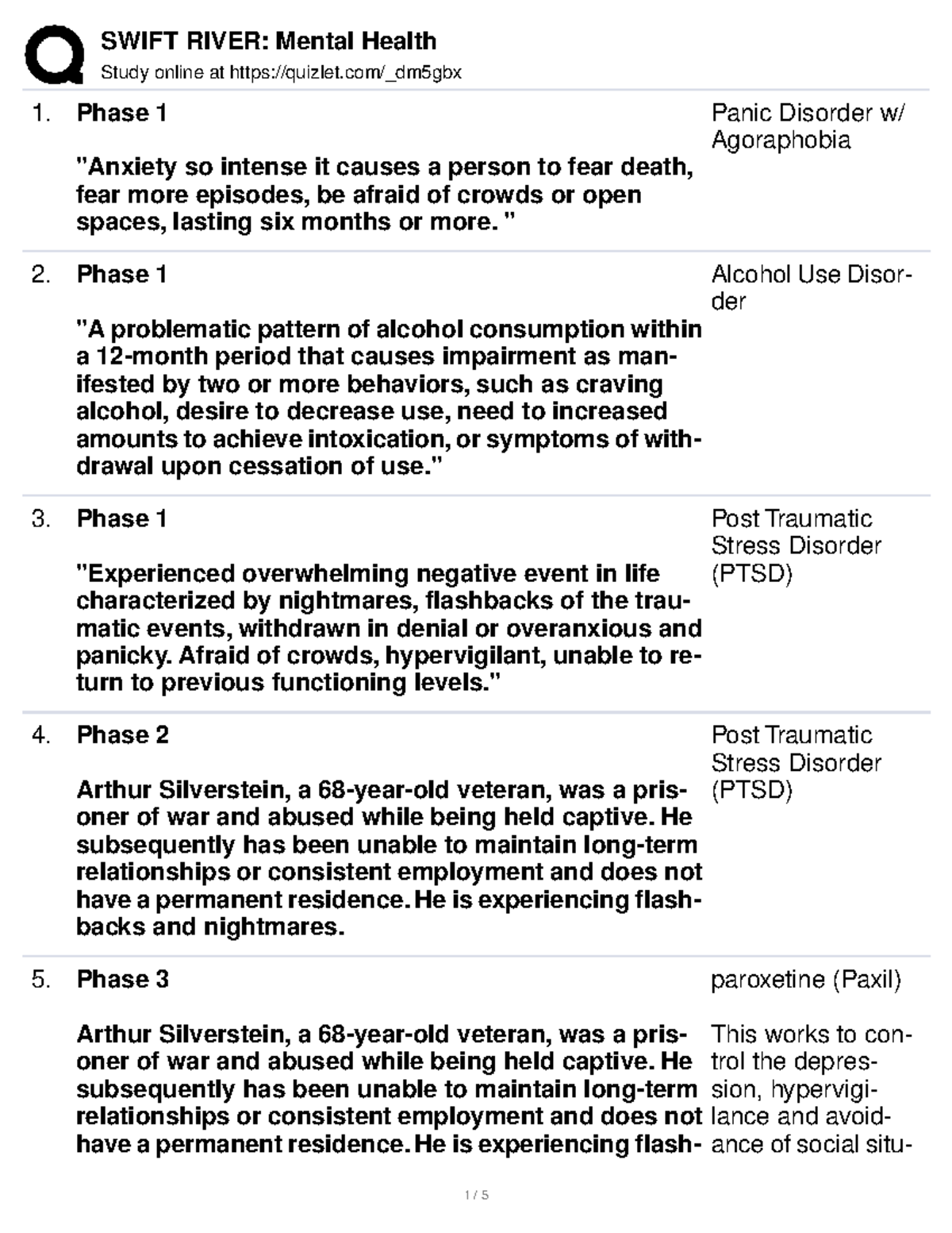SWIFT RIVER: Mental Health Study Overview and Phases Analysis - Studocu