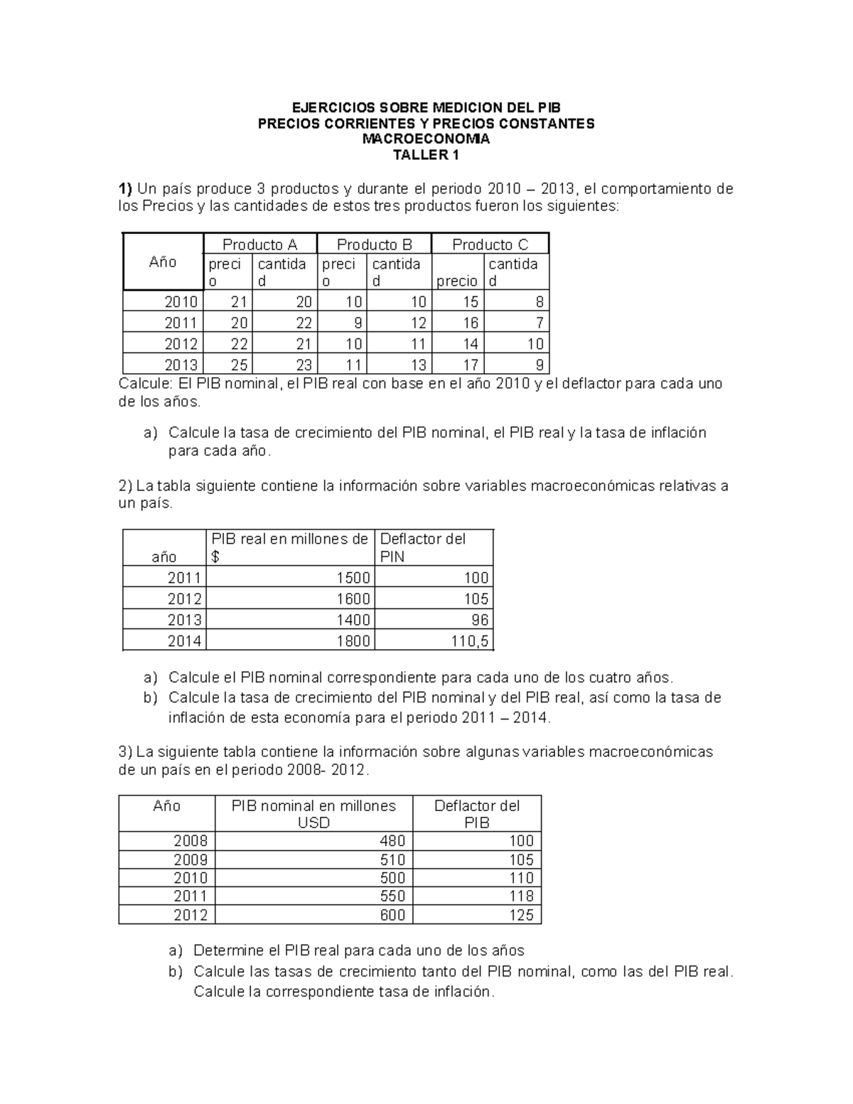 Produccion corriente y costante No 1 - EJERCICIOS SOBRE MEDICION DEL ...