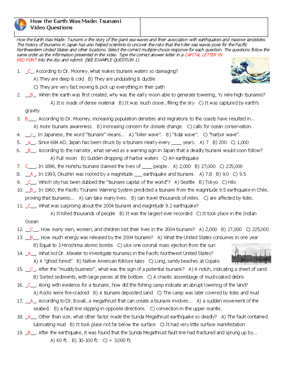 Final Exam: Htewm Tsunami Video Worksheet Questions - Studocu