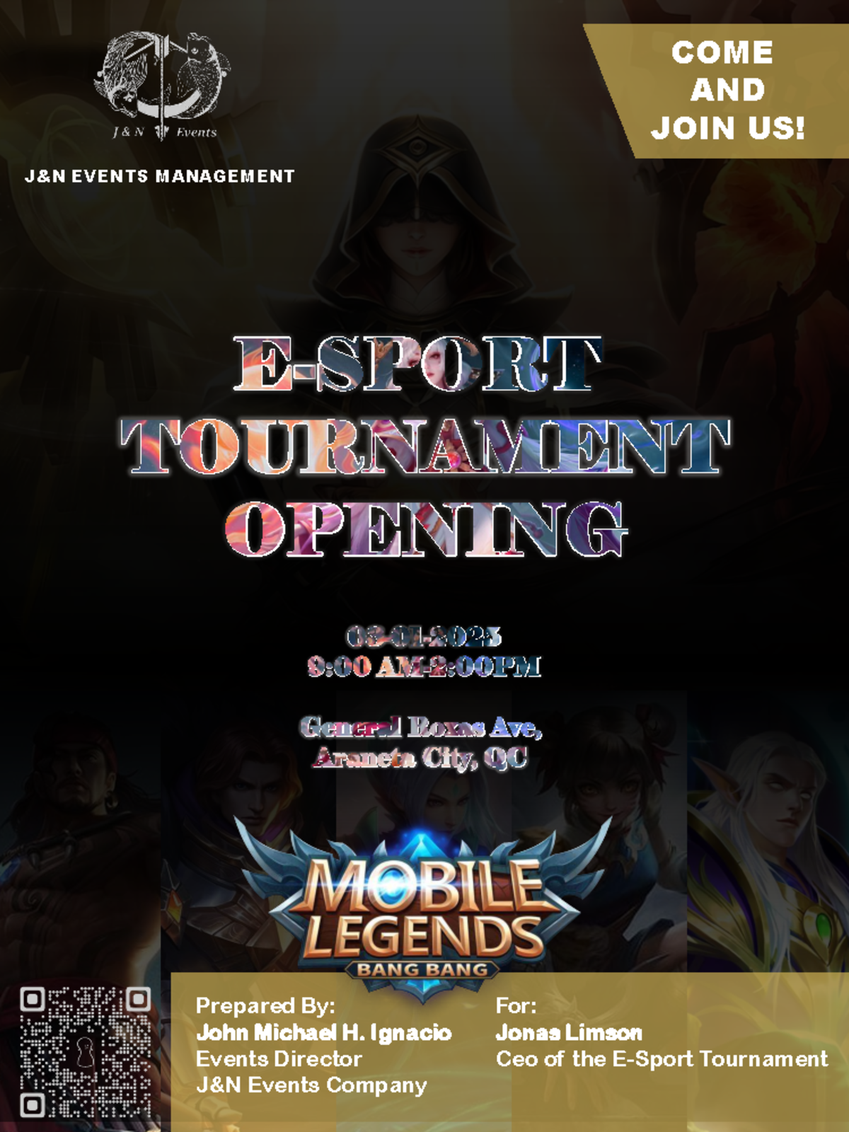 Events Management Proposal for MLBB Tournament Opening (EVENTS 09554801719) - Studocu