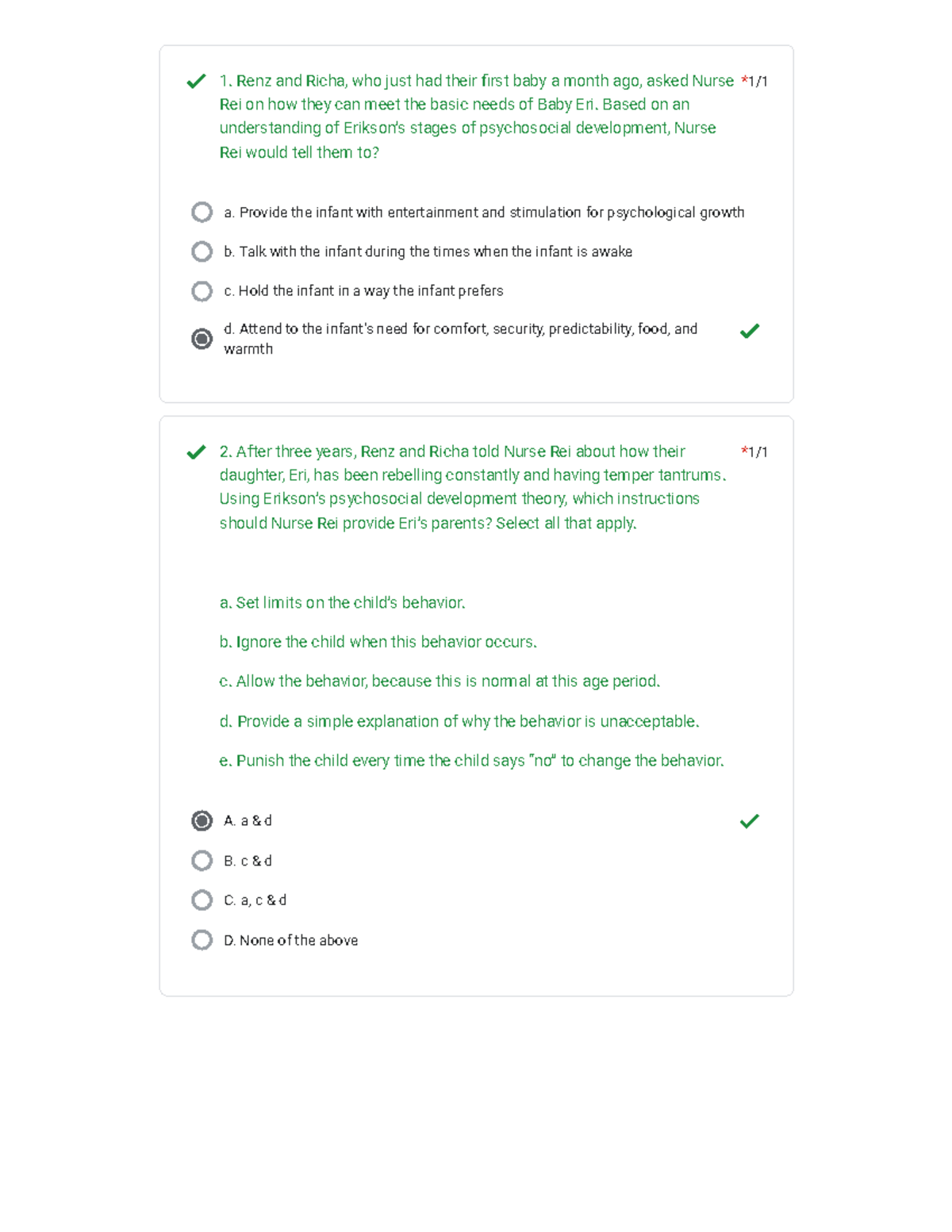 POST TEST - Pedia - Psychosocial Development and Nursing Interventions ...