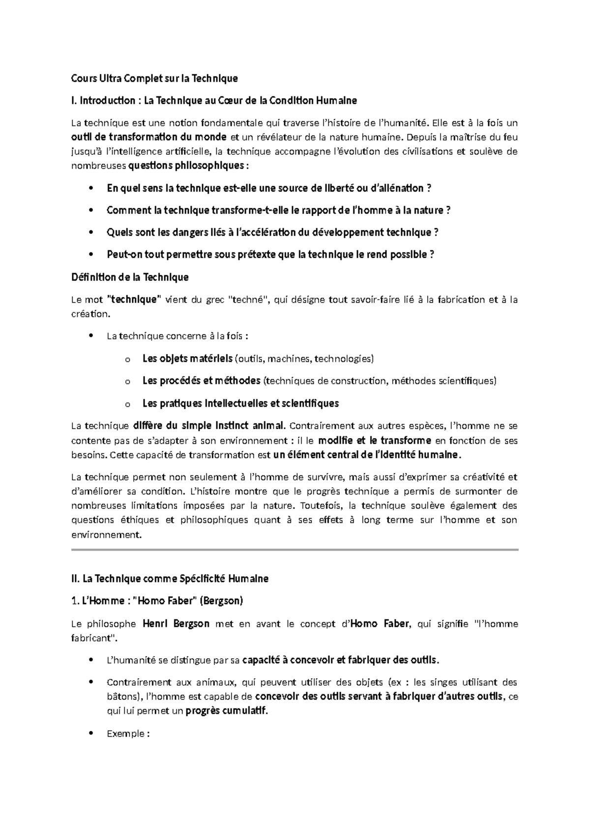 Cours PHI101 : La Technique - Émancipation ou Aliénation ? - Studocu