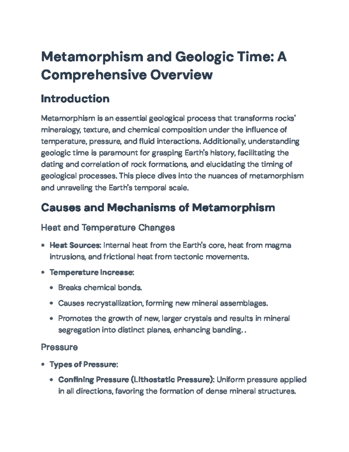 Metamorphism and Geologic Time (GEOL 301): Key Processes and Dating ...