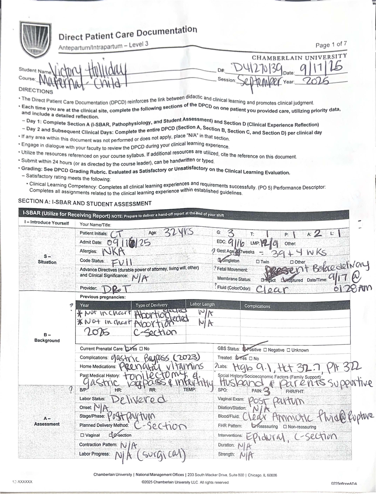 Direct Patient Care Documentation Level 3 - Maternal Child Clinical ...
