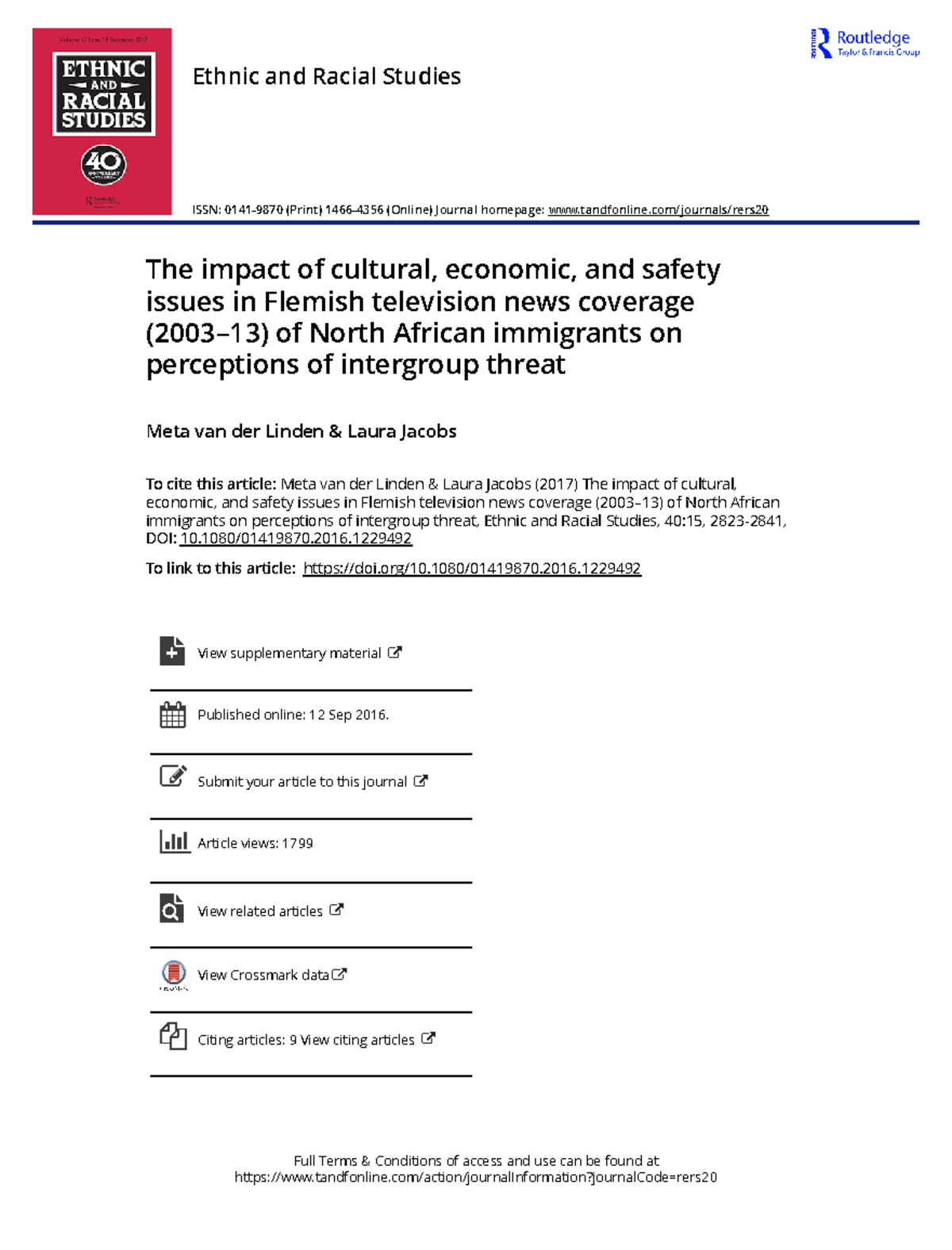 Analysis of Cultural and Economic Threats in Flemish News (2003-2013 ...