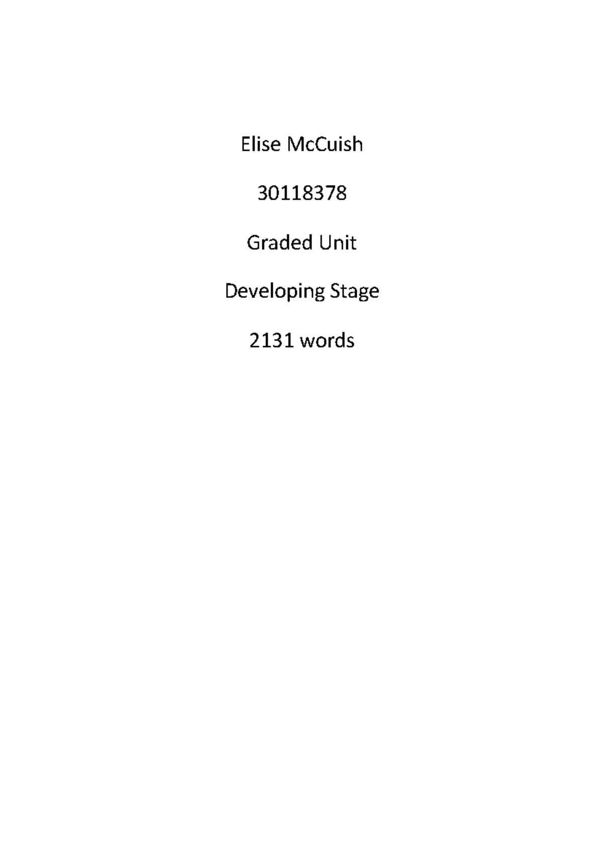Graded unit Developing Stage - Elise McCuish 30118378 Graded Unit ...