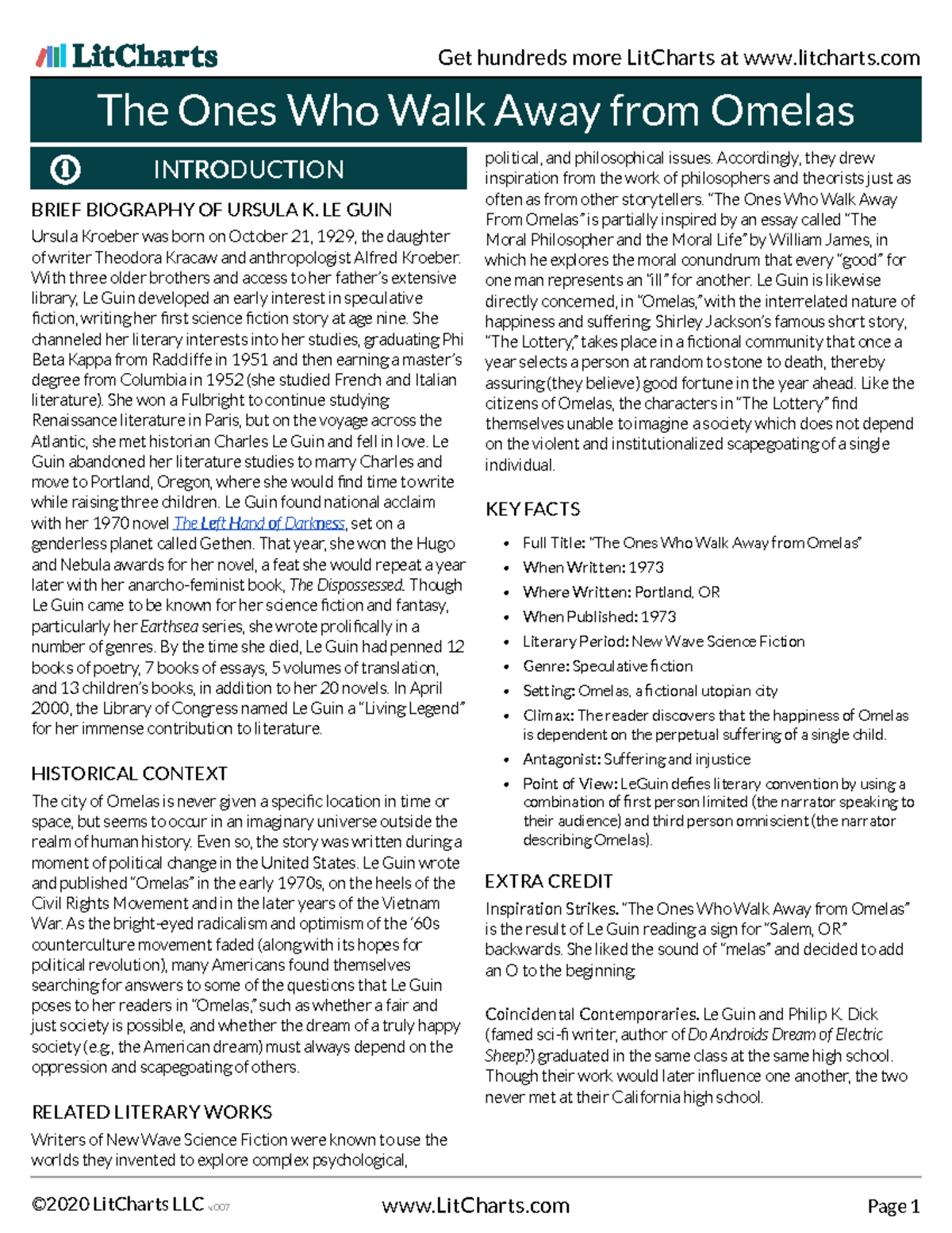 The Ones Who Walk Away from Omelas: A Comprehensive Lit Chart Analysis ...