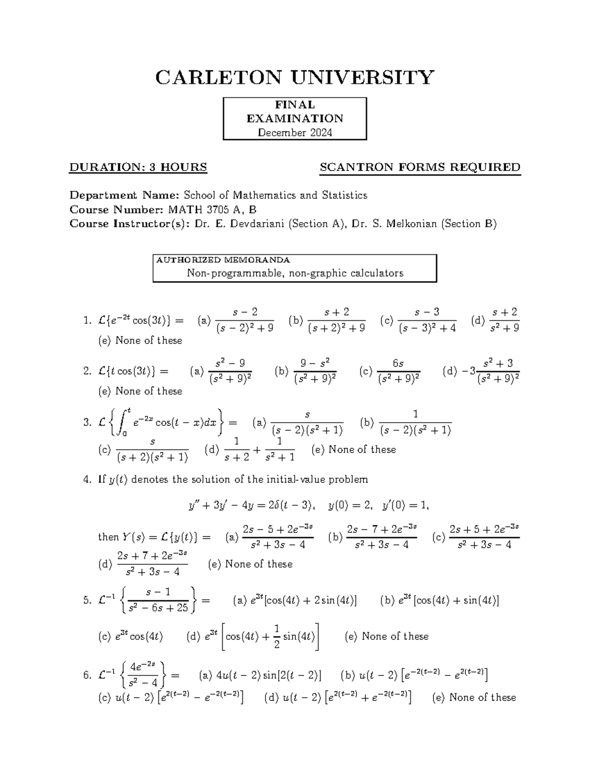MATH3705 Final Exam Solutions - December 2024 Answers Included - Studocu