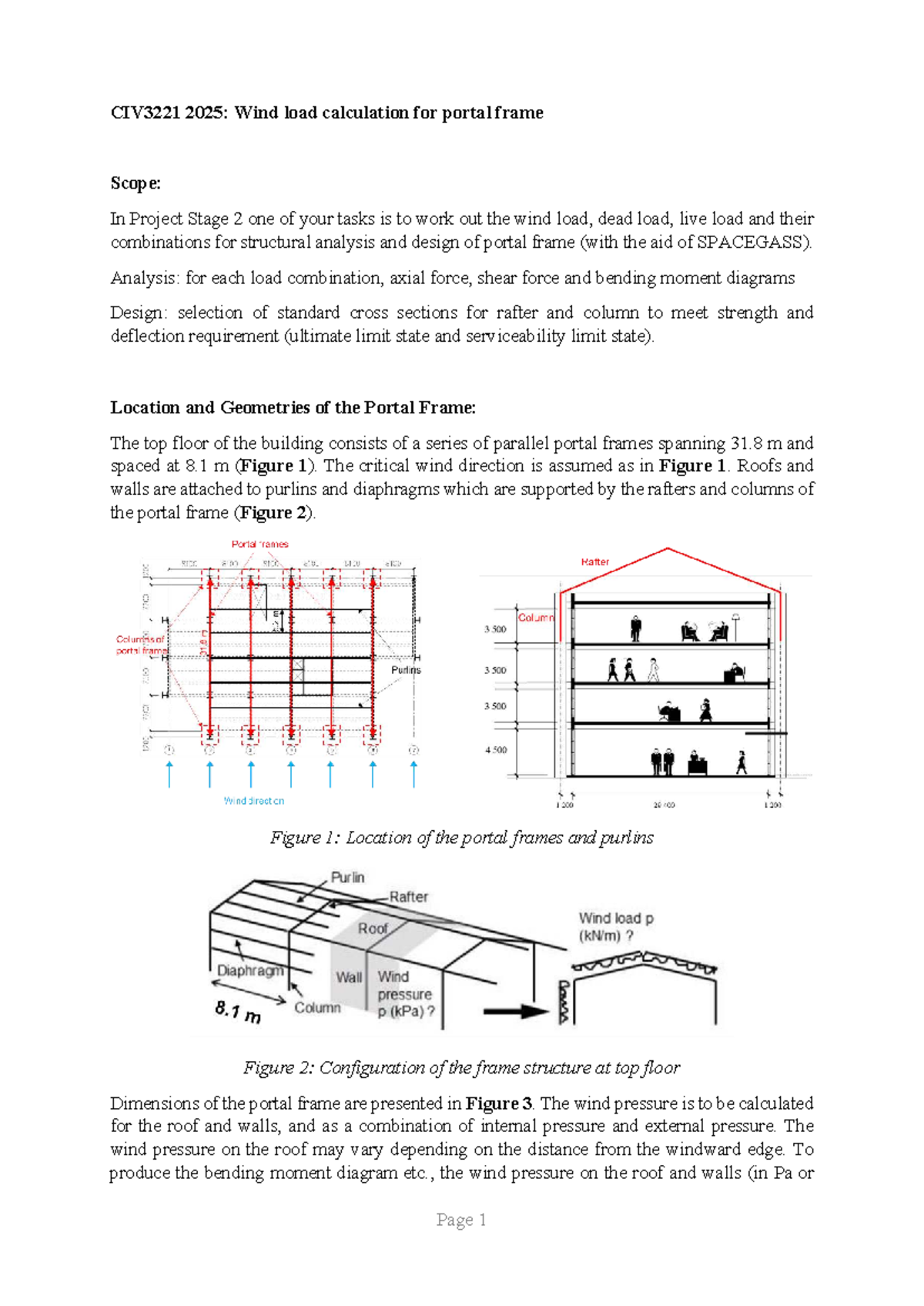 CIV3221 2025: Wind Load Analysis for Portal Frame Design - Studocu