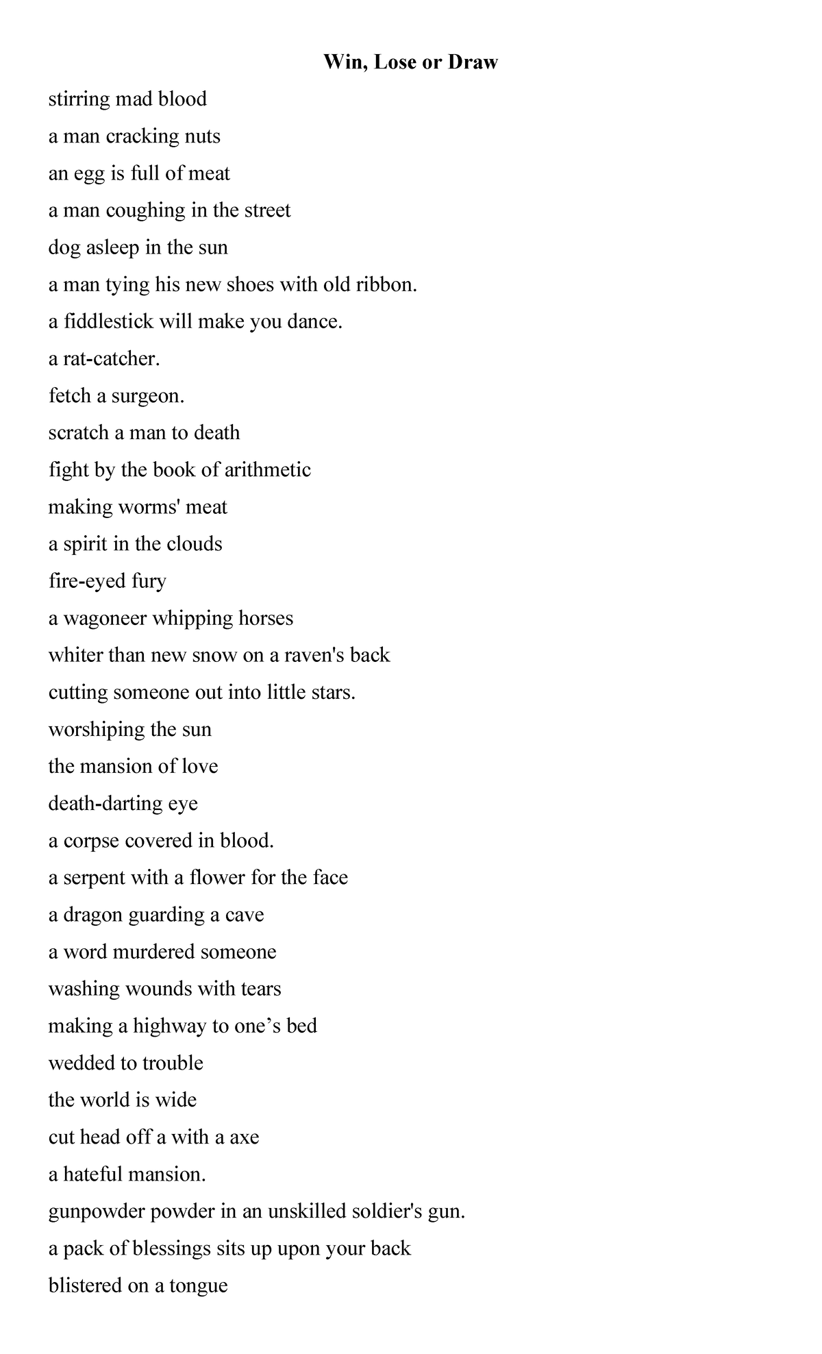 Win, Lose or Draw - English Notes on Literary Imagery - Studocu