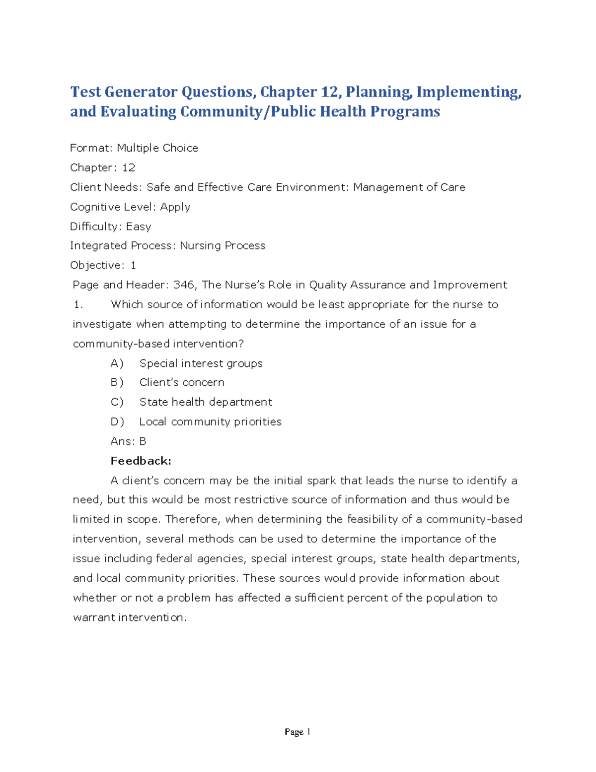 TG Chapter 12 - Community Health Program Evaluation Questions - Studocu