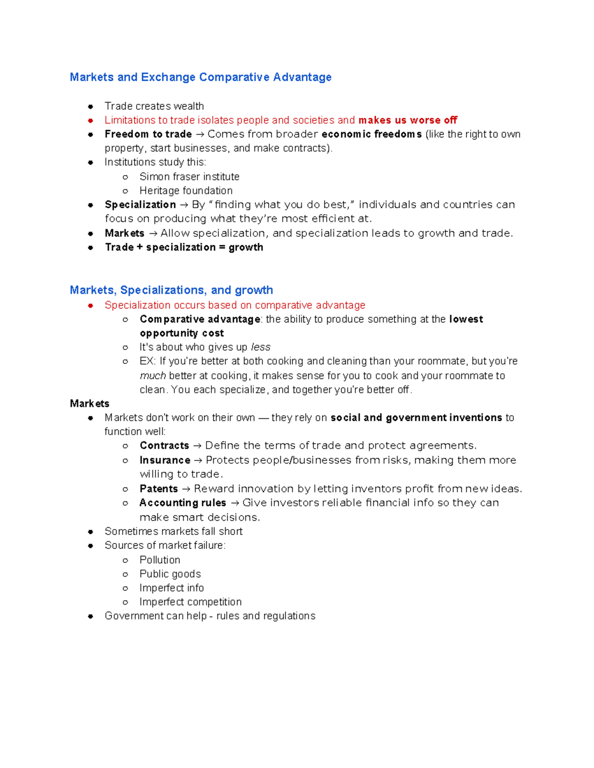 Markets, Specialization, and Economic Growth: A Comparative Advantage ...