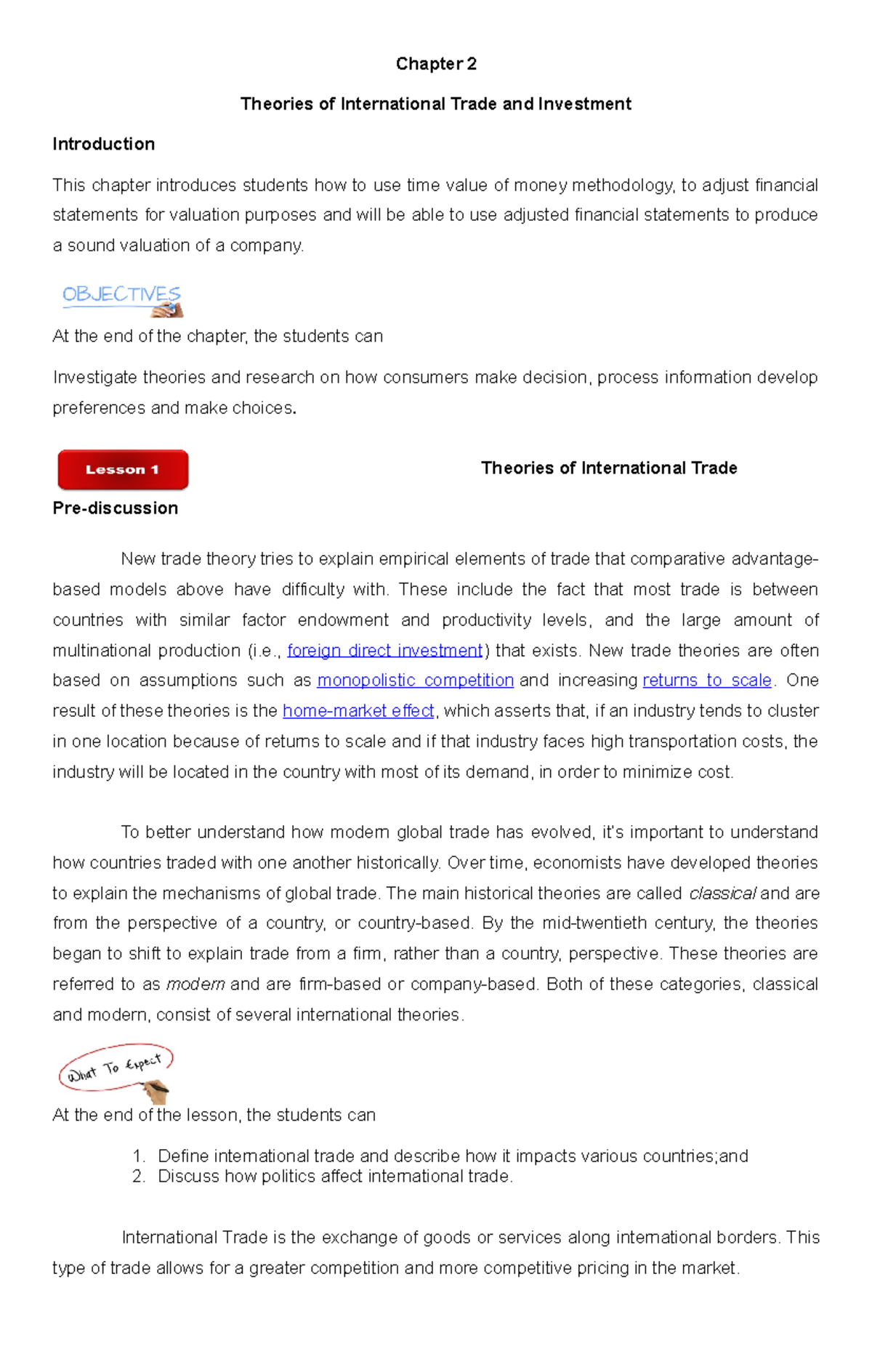International Trade Theories: Chapter 2 Insights and Analysis - Studocu