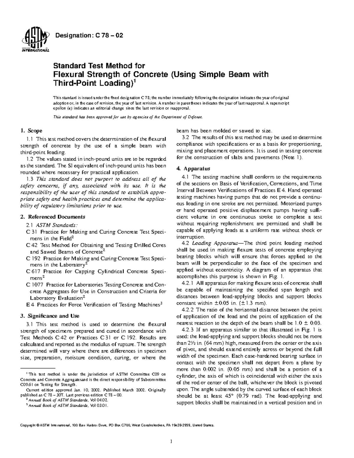 ASTM C78-02 - Flexural Strength Test of Concrete (Third-Point Loading ...
