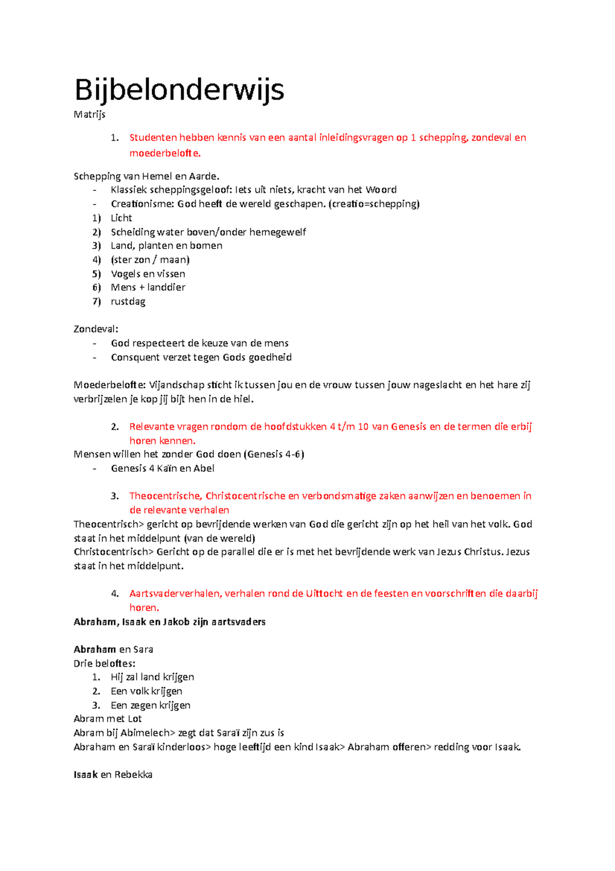 Bijbelonderwijs en Samenvattingen voor Cursus BIB101 - Studeersnel