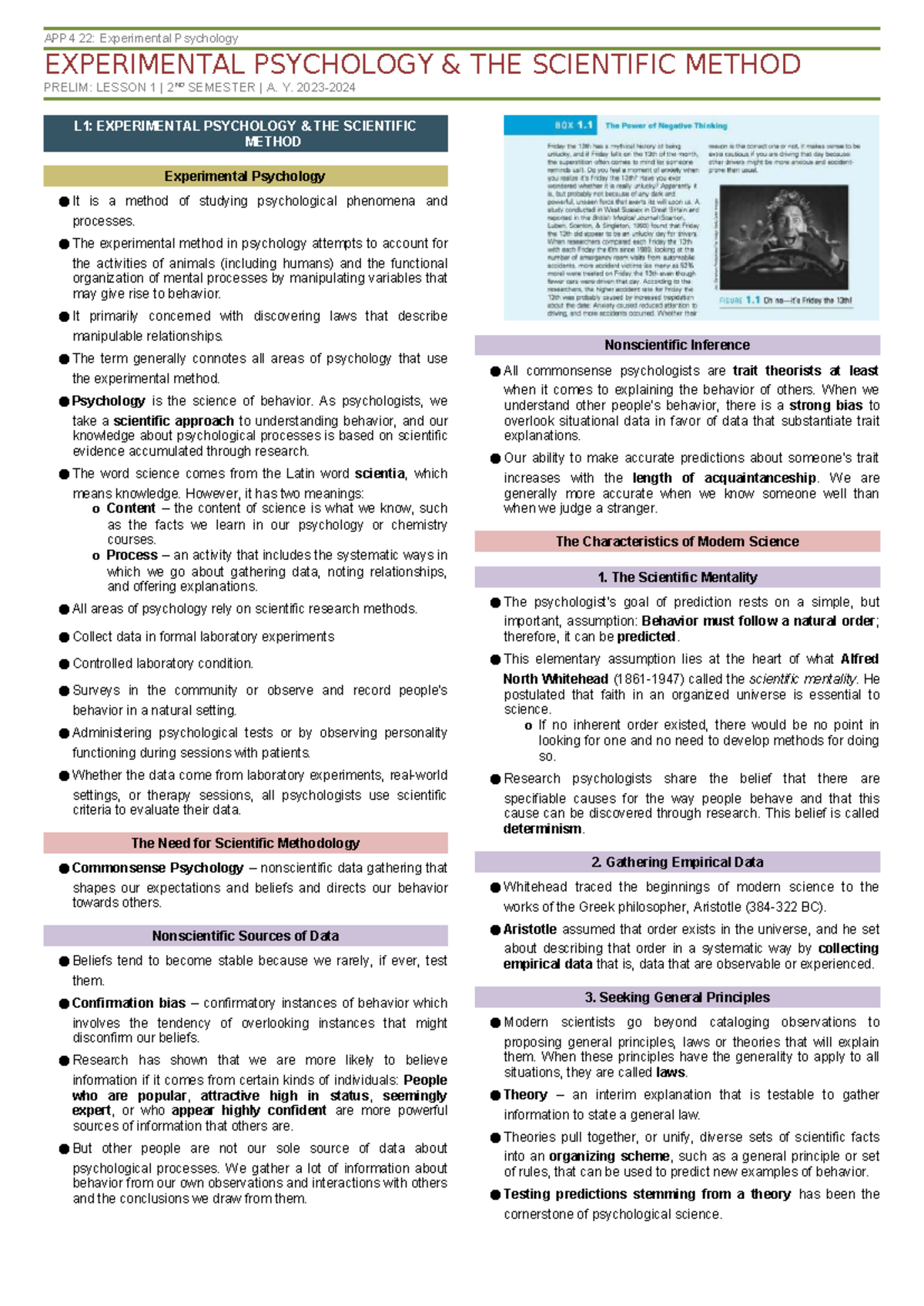 APP4 22: Experimental Psychology - Lesson 1: The Scientific Method ...