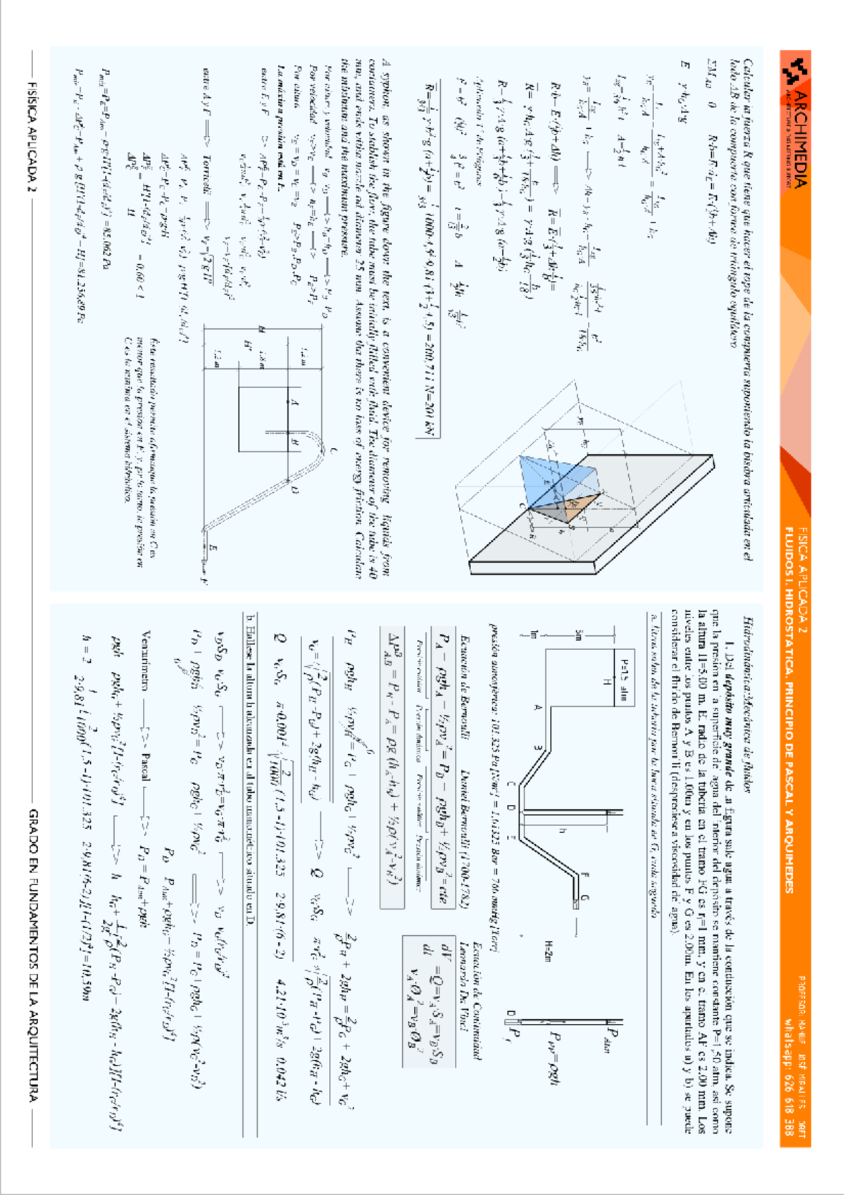 FISÍCA APLICADA 2: FLUIDOS I - PRINCIPIO DE PASCAL Y ARQUÍMEDES - Studocu