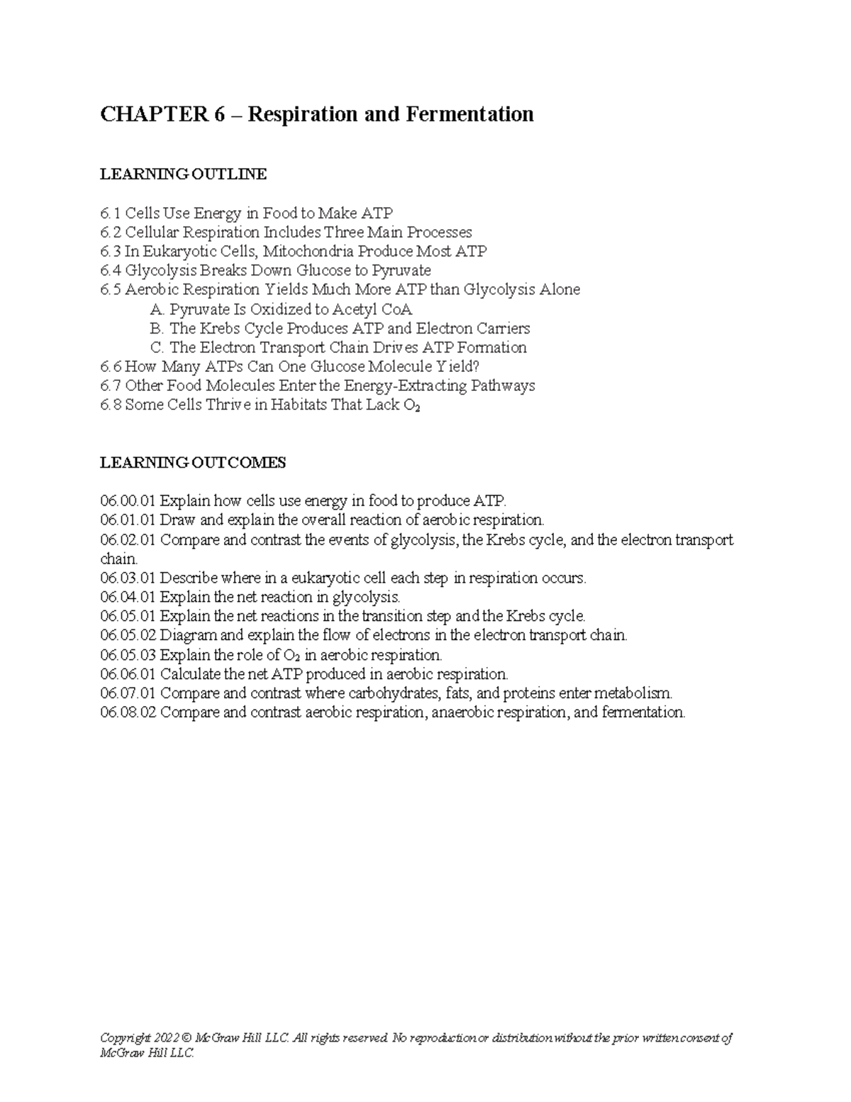Chapter 6 Study Guide - CHAPTER 6 – Respiration and Fermentation ...
