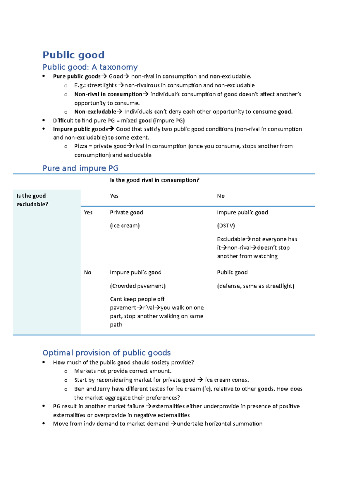 Public good and political economy - Public good Public good: A taxonomy ...