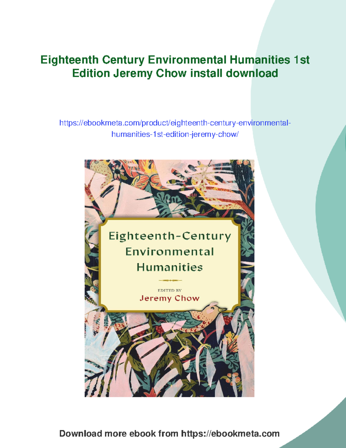 Eighteenth Century Environmental Humanities: A Comprehensive Overview ...
