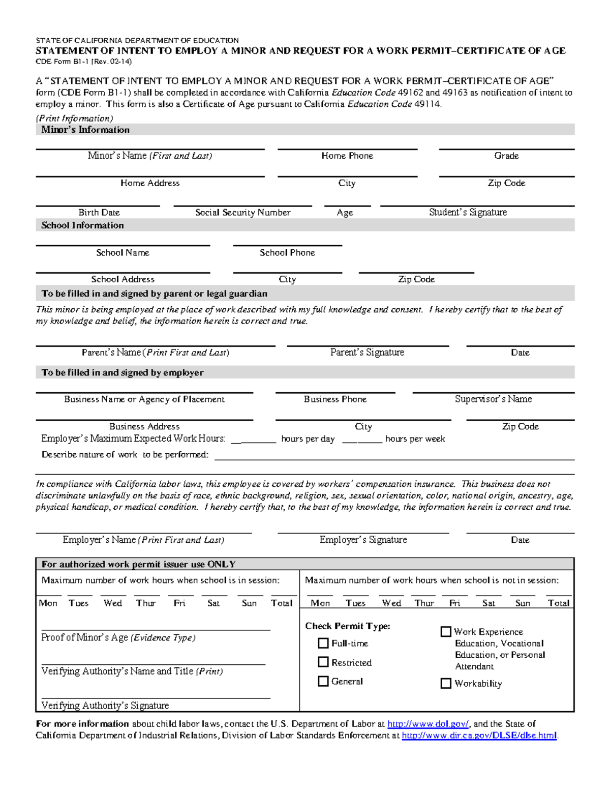 Workexperienceapplication - STATE OF CALIFORNIA DEPARTMENT OF EDUCATION ...