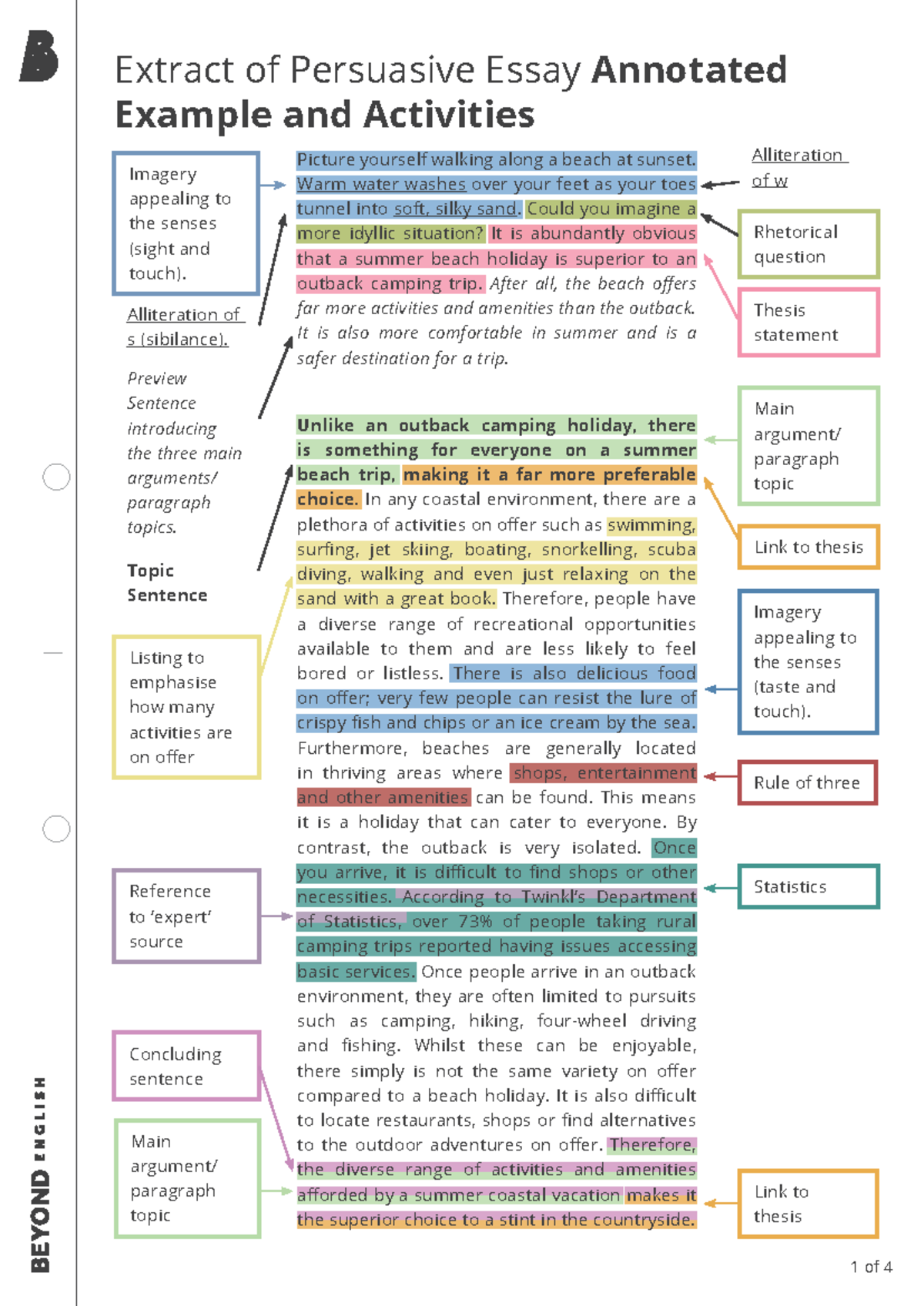 ENG101: Extract of Persuasive Essay with Activities and Annotations ...