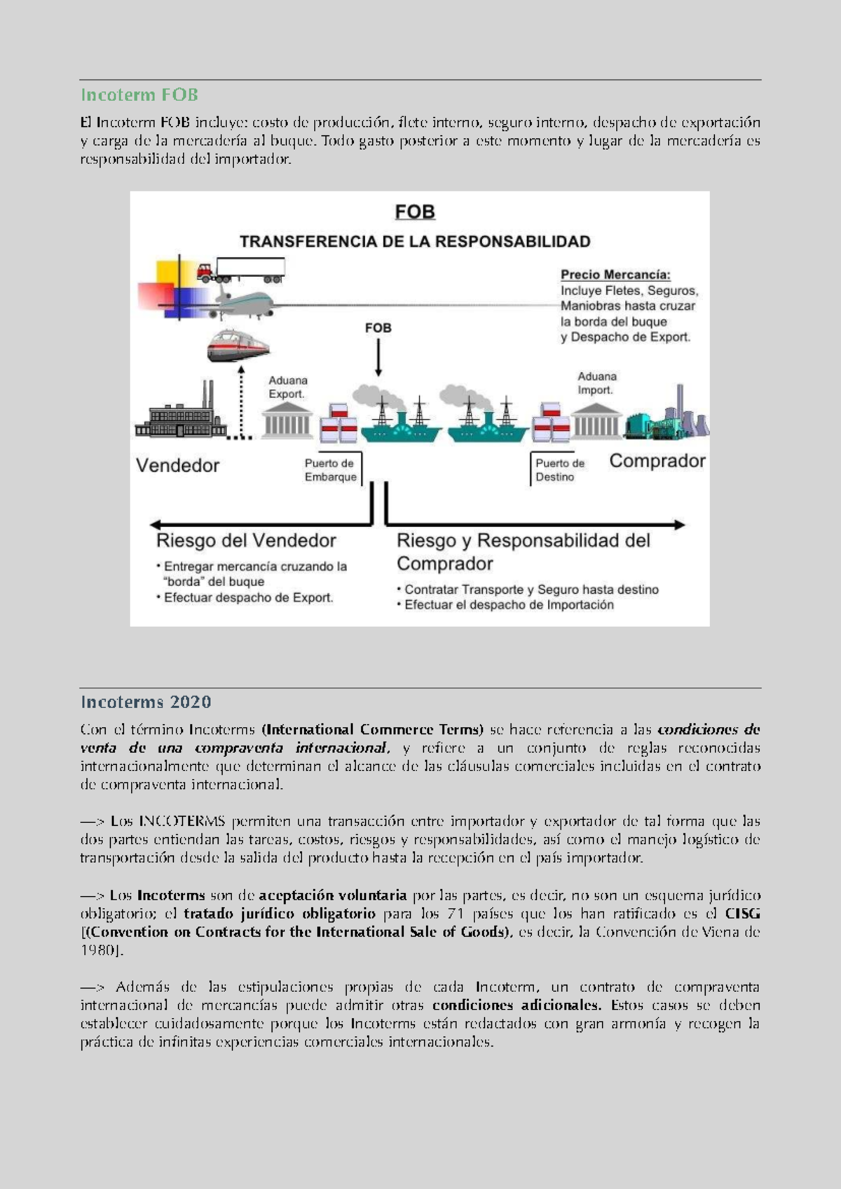 Incoterms 2020: Resumen y Explicación del Incoterm FOB - Studocu