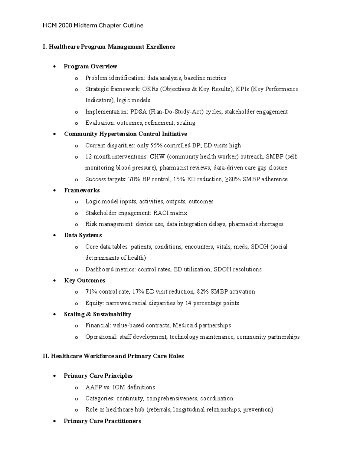 HCM 2000 Midterm Comprehensive Chapter Outline and Key Insights - Studocu
