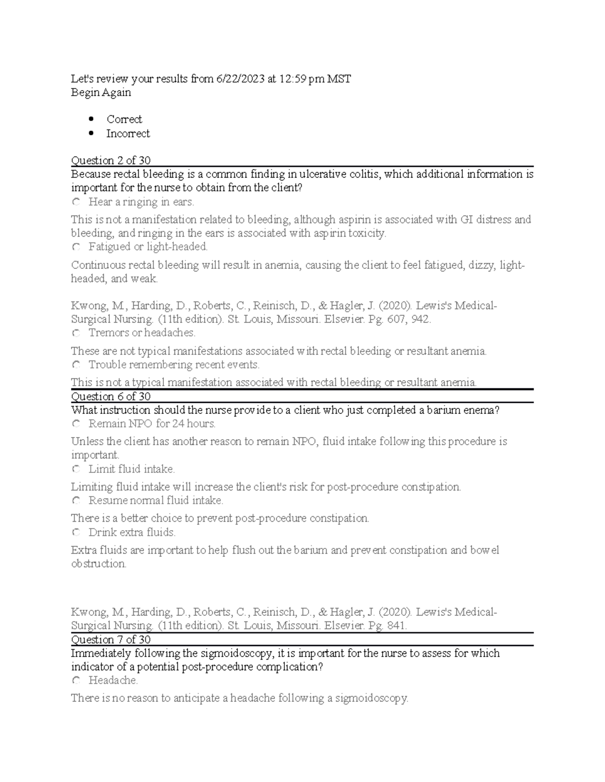 Case study IBS - Medical surgical - Let's review your results from 6/22 ...