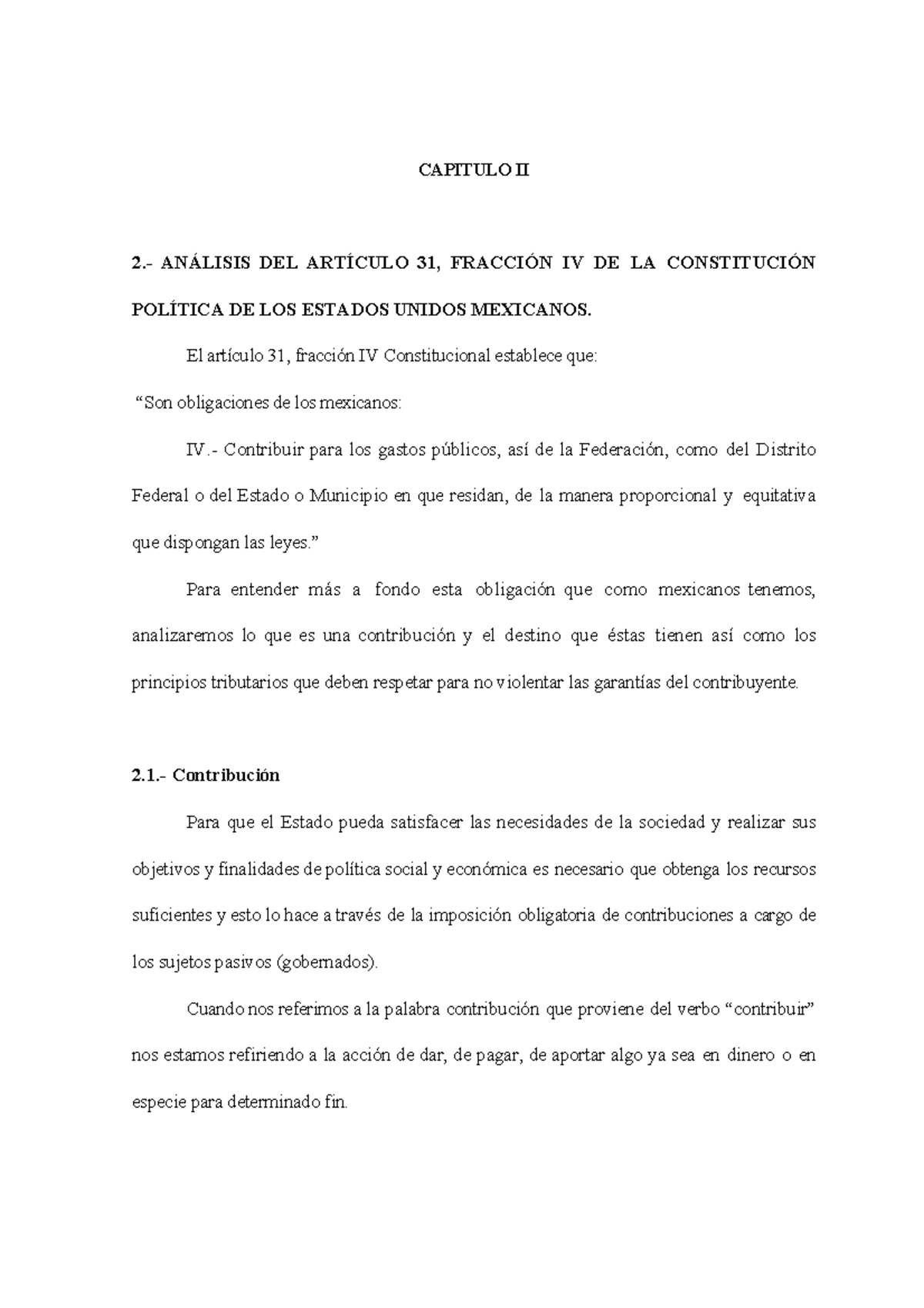 Análisis del Artículo 31 Fracc. IV de la Constitución Mexicana - Studocu