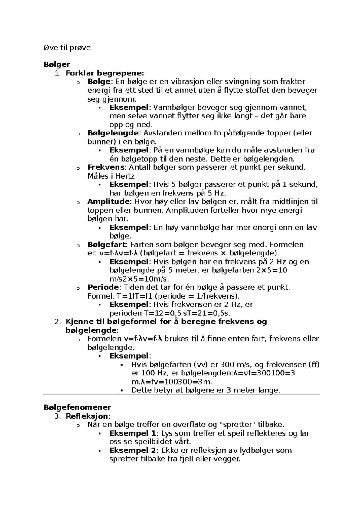 Kapittel 2 Øving til Prøve i Naturfag: Bølger og EM-stråling - Studocu