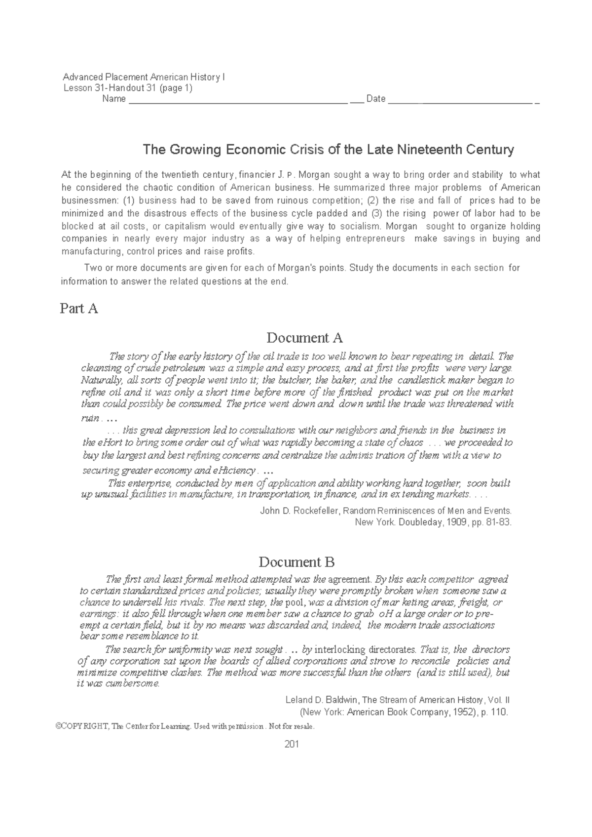 Gilded Age Economics - Advanced Placement American History I Lesson 31 ...