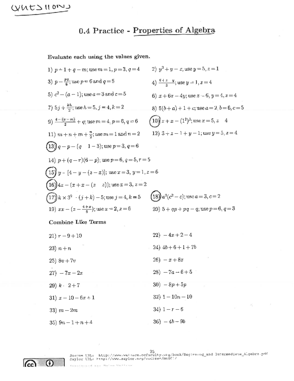 Entering Algebra 1 Summer Math Activities: Practice Problems and ...