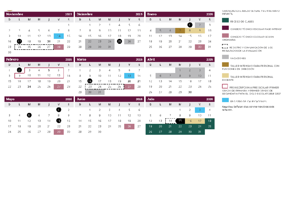 Calendario Escolar 2025-2026: Actividades y Evaluaciones - Studocu