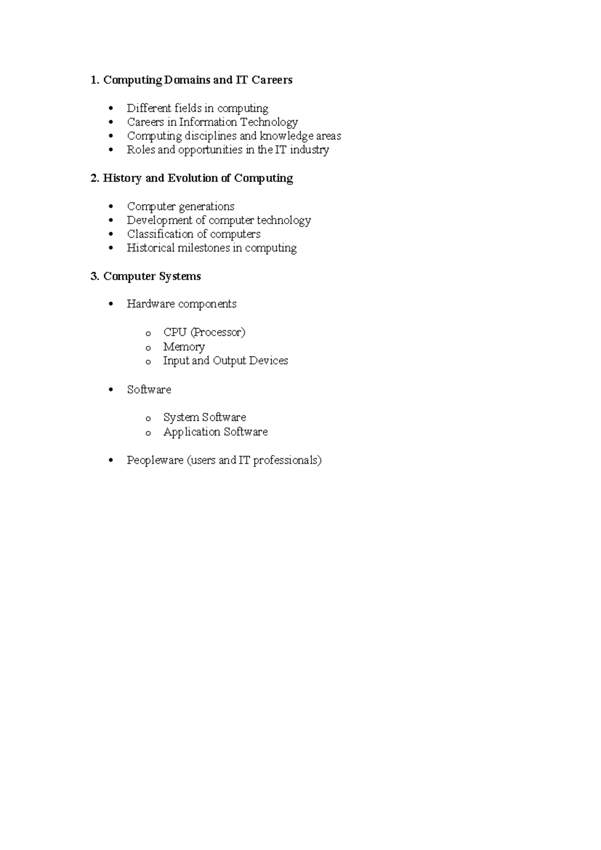 3docx - Need - 1. Computing Domains and IT Careers Different fields in ...