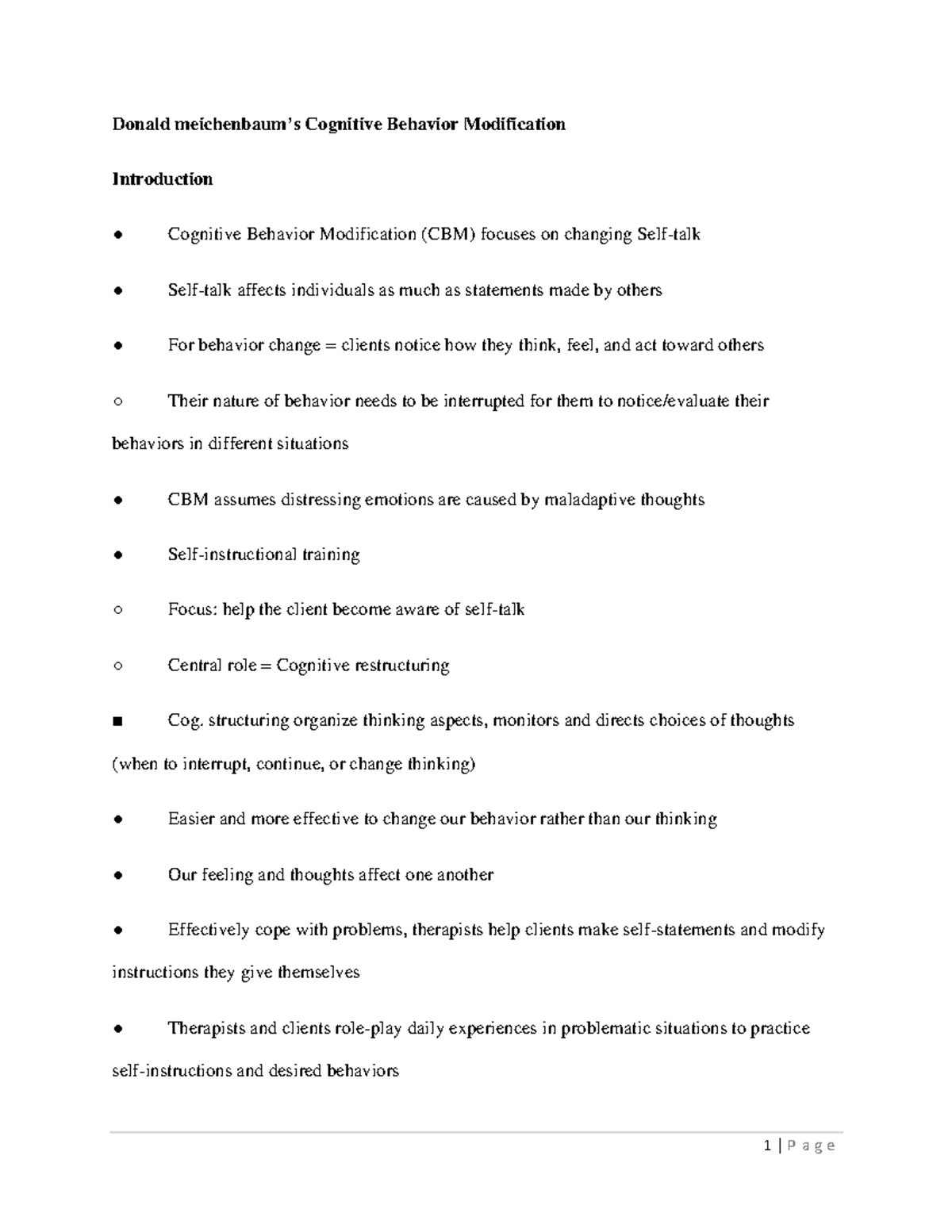 Donald meichenbaum Cognitive Behavior Modification - Donald meichenbaum ...