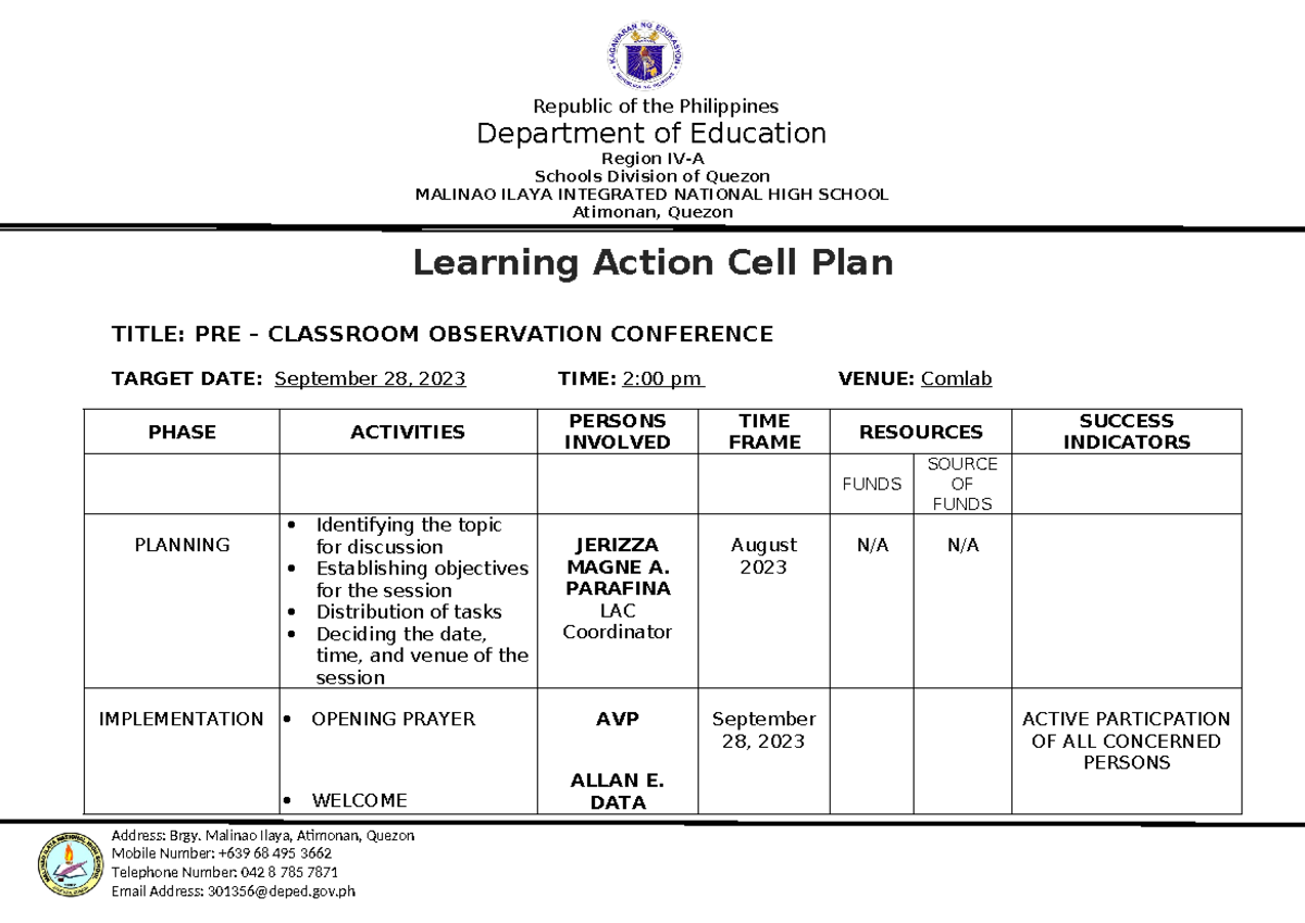 LAC SY23-24: Learning Action Cell Plan and Year-End Report Review - Studocu